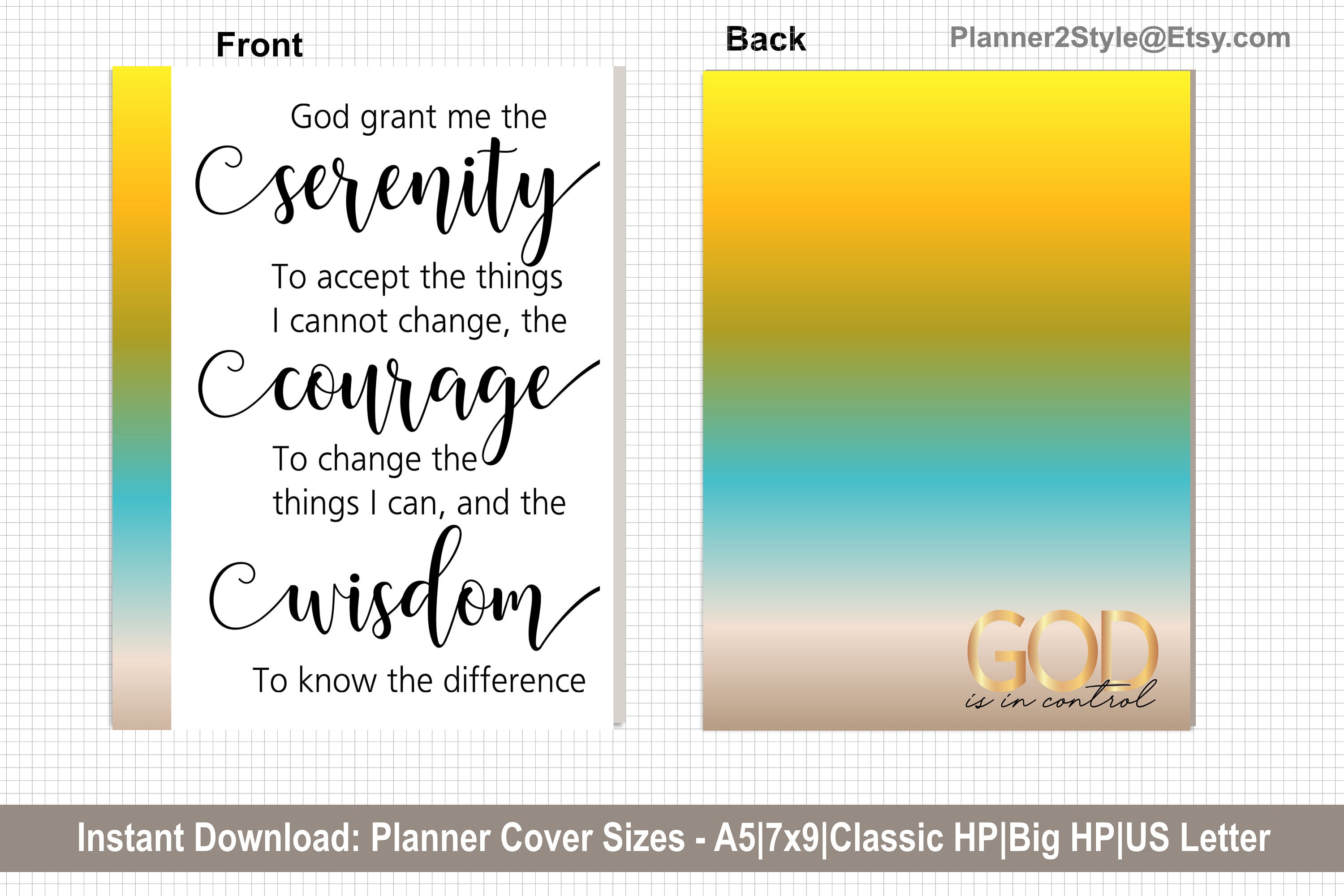 Serenity Inspirational Happy Planner Printable Cover Christian Planner ...