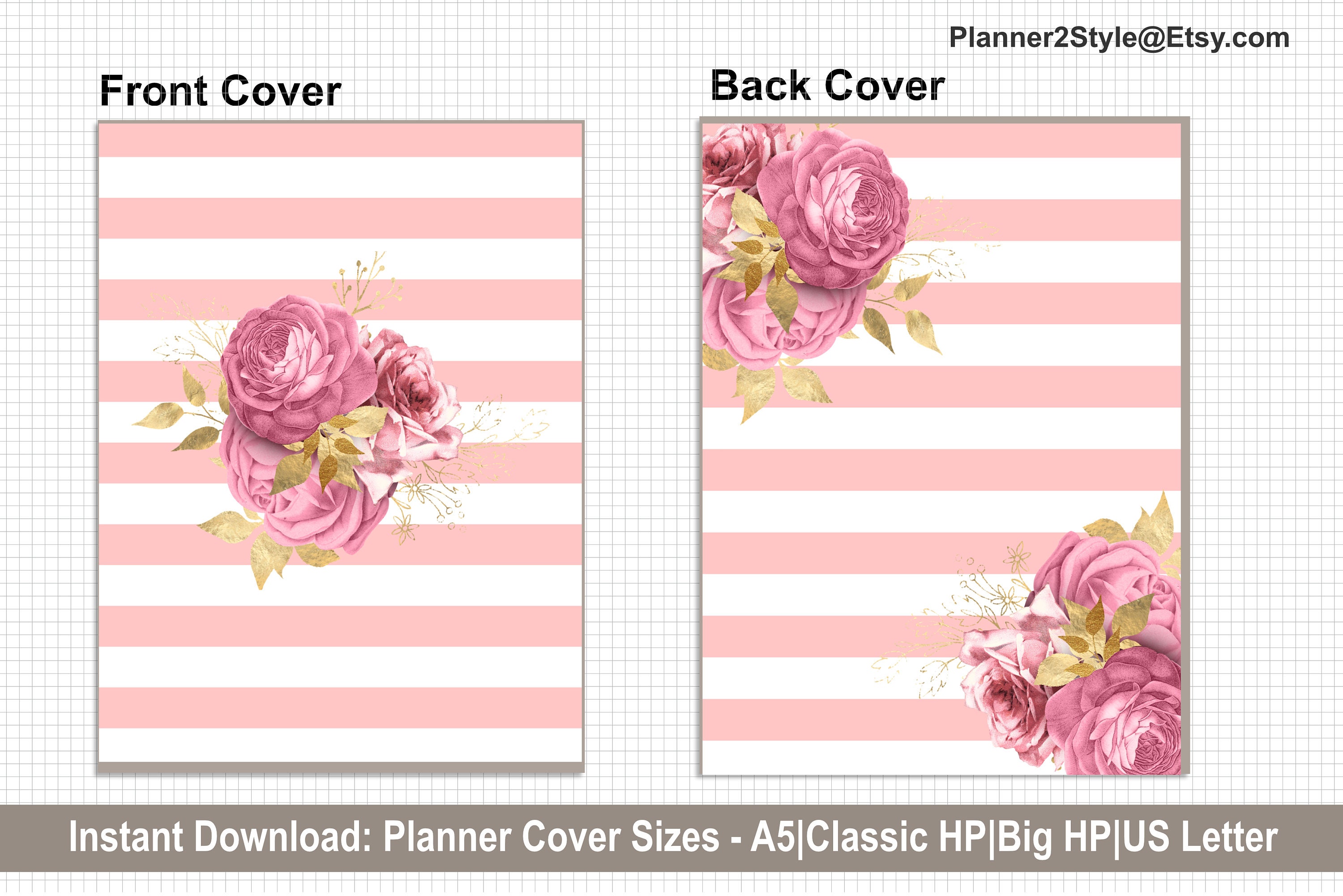 Florals Happy Planner Printable Cover Purple Florals Pink - Etsy