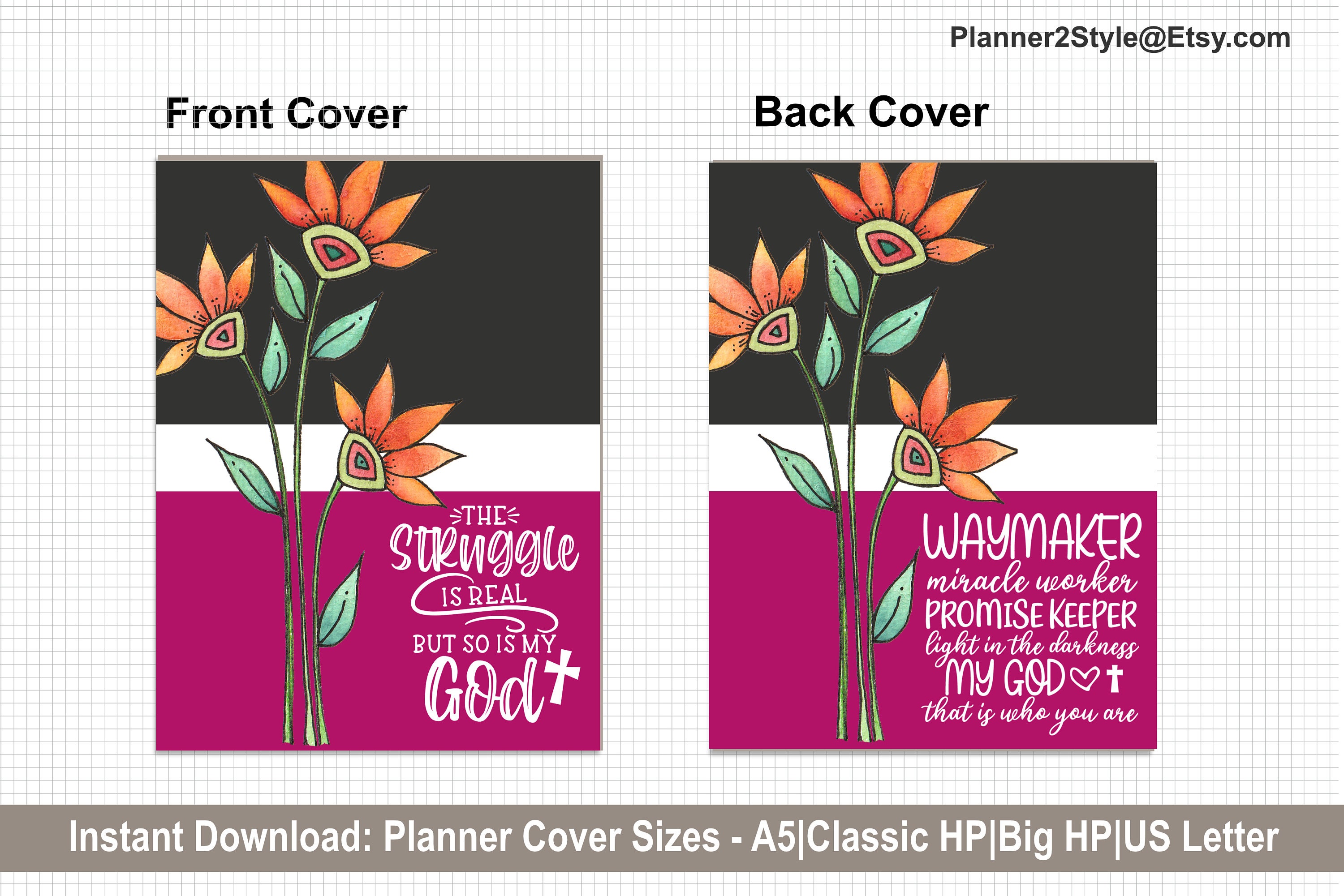 Christian Planner Cover Inspirational Printable Cover Floral - Etsy