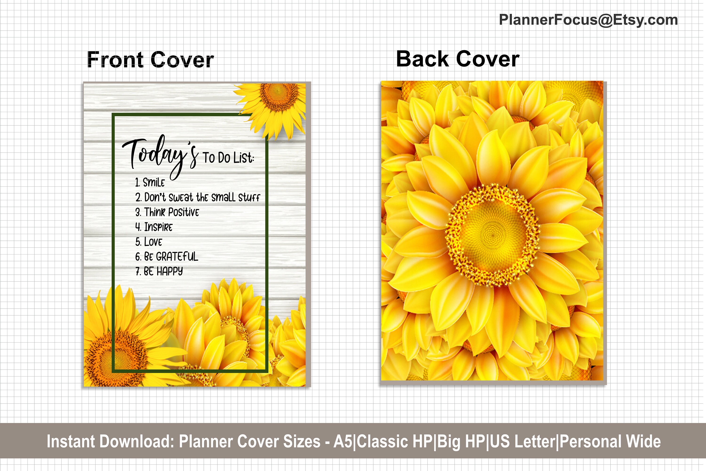 Sunflowers Happy Planner Printable Cover Inspirational Floral Printable ...