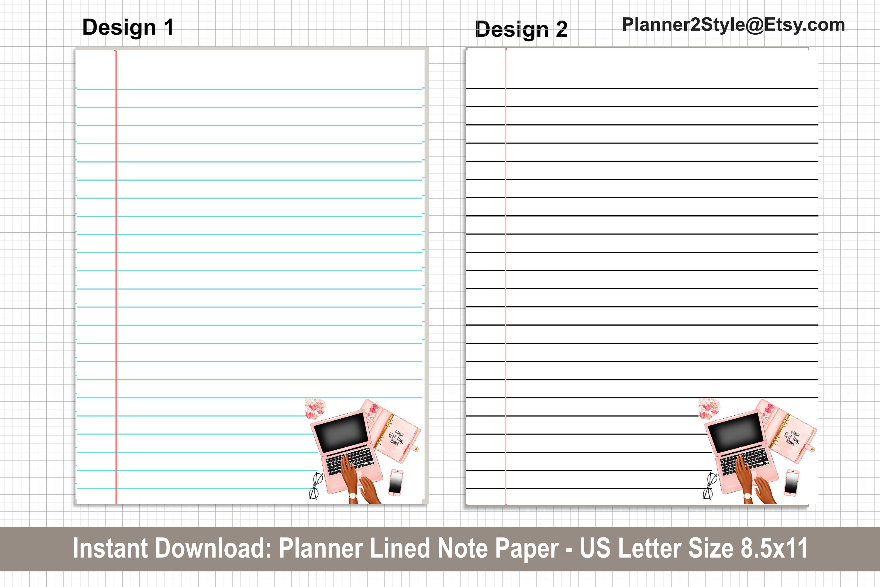 8.5 X 11 Lined Note Paper Girl Boss Lined Paper Happy - Etsy