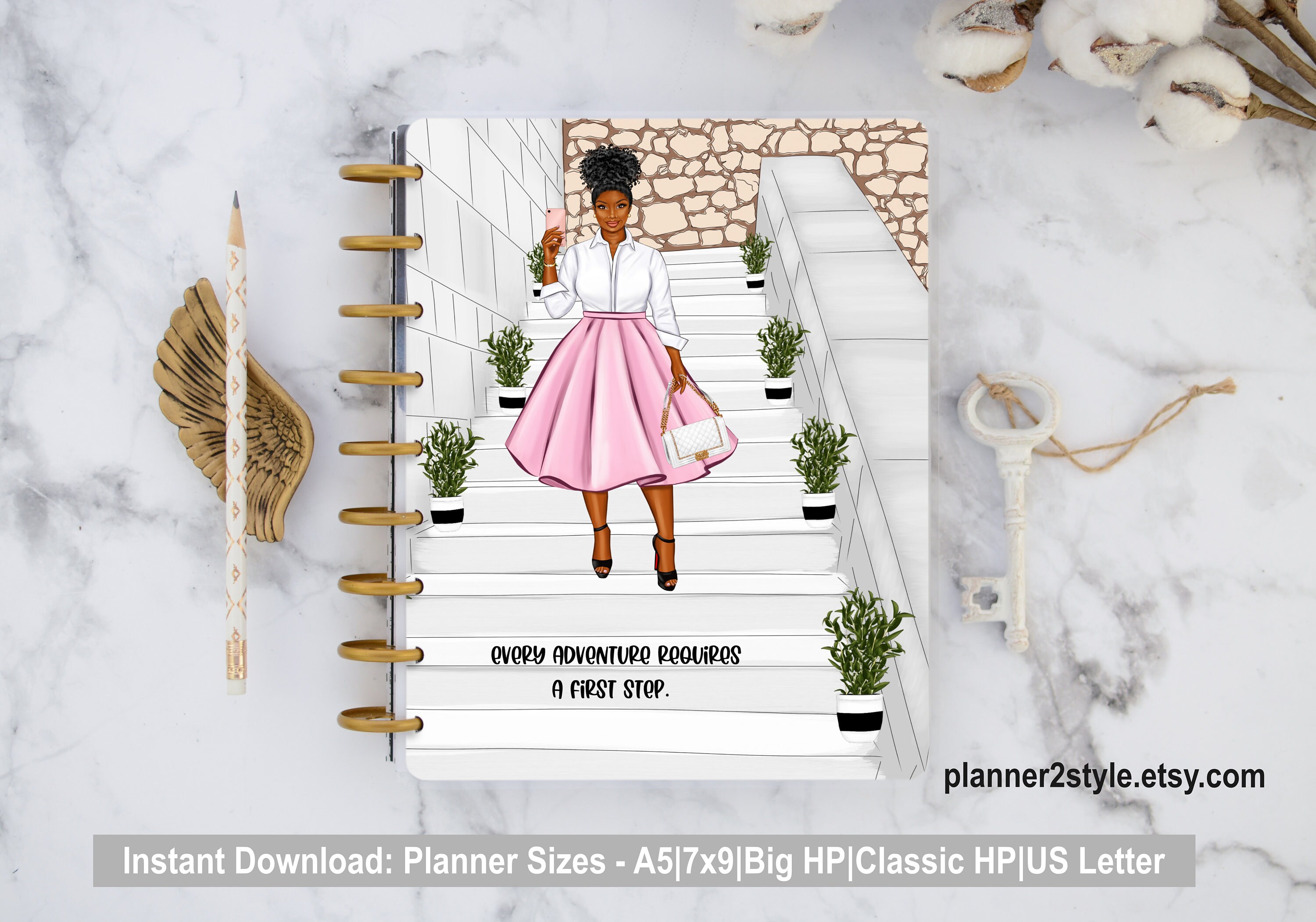 Happy Planner Cover Boss Lady Woman in Pink Dress Printable Planner ...