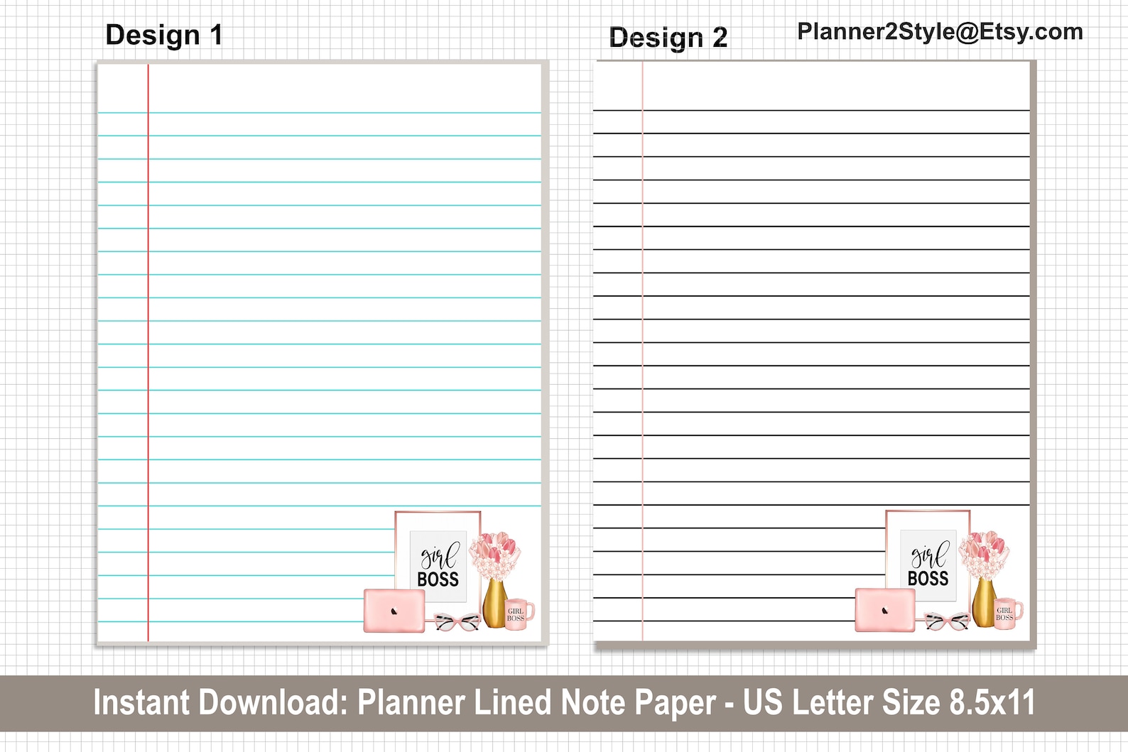 8.5 X 11 Lined Note Paper Girl Boss Lined Paper Happy Planner Inserts ...