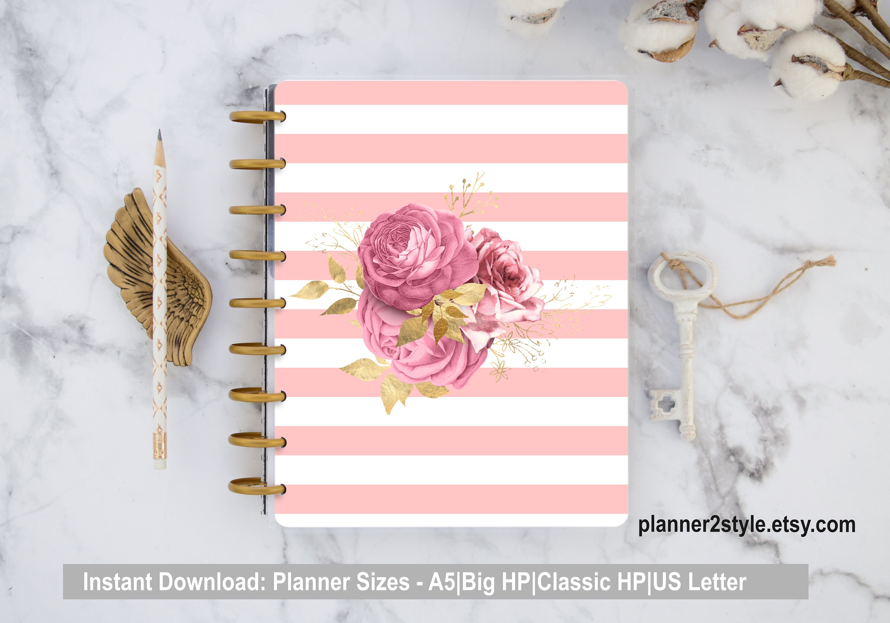 Florals Happy Planner Printable Cover Purple Florals Pink - Etsy