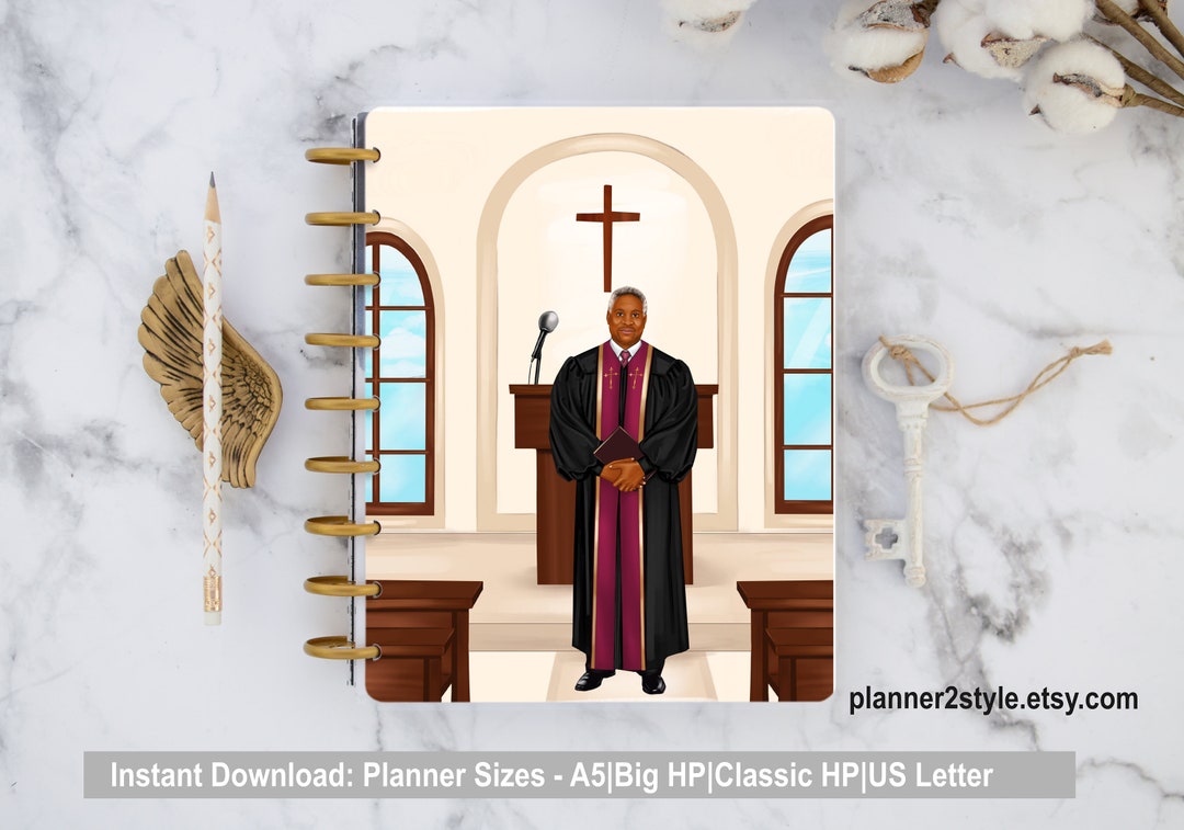 Christian Planner Cover Pastor in Pulpit Happy Planner Printable Cover ...