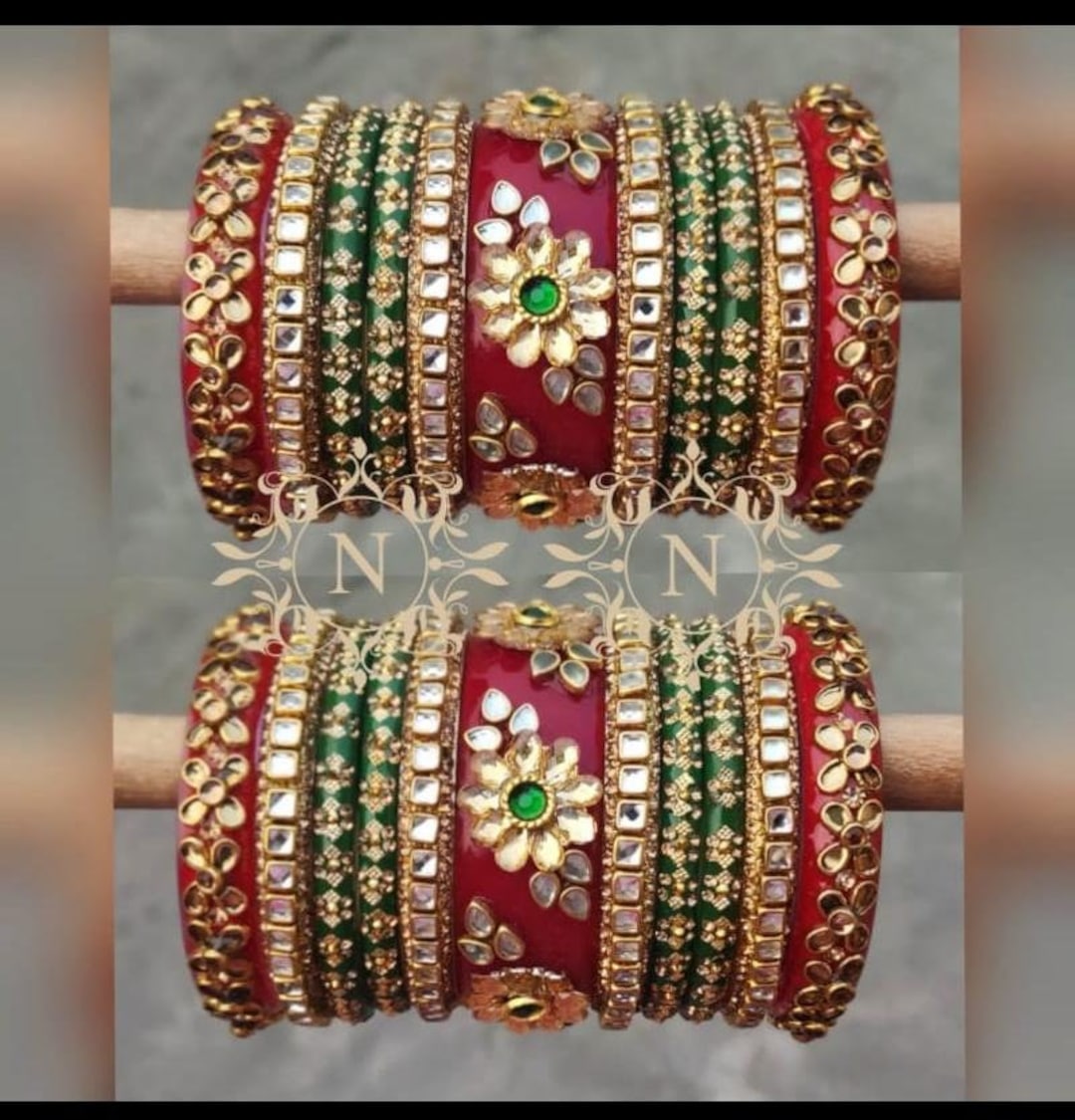 Heavy Work Designer Indian Bangles, Rajputi Marwari Chuda, Hand Made ...