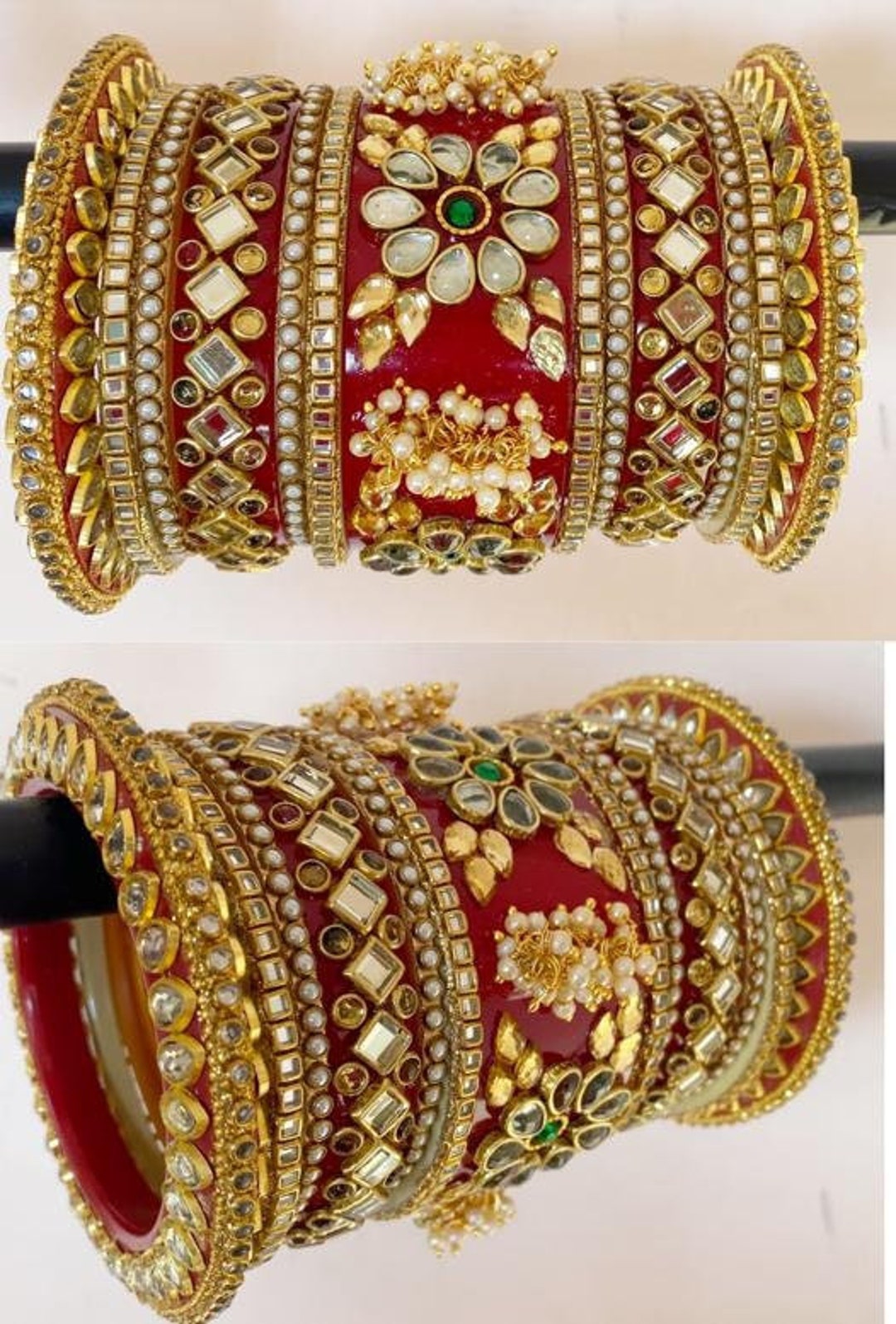 Heavy Work Designer Indian Bangles Rajputi Marwari Chuda - Etsy