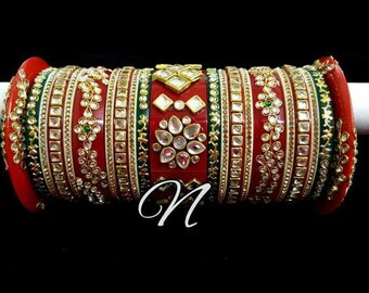 Heavy Work Designer Indian Bangles Rajputi Marwari Chuda - Etsy