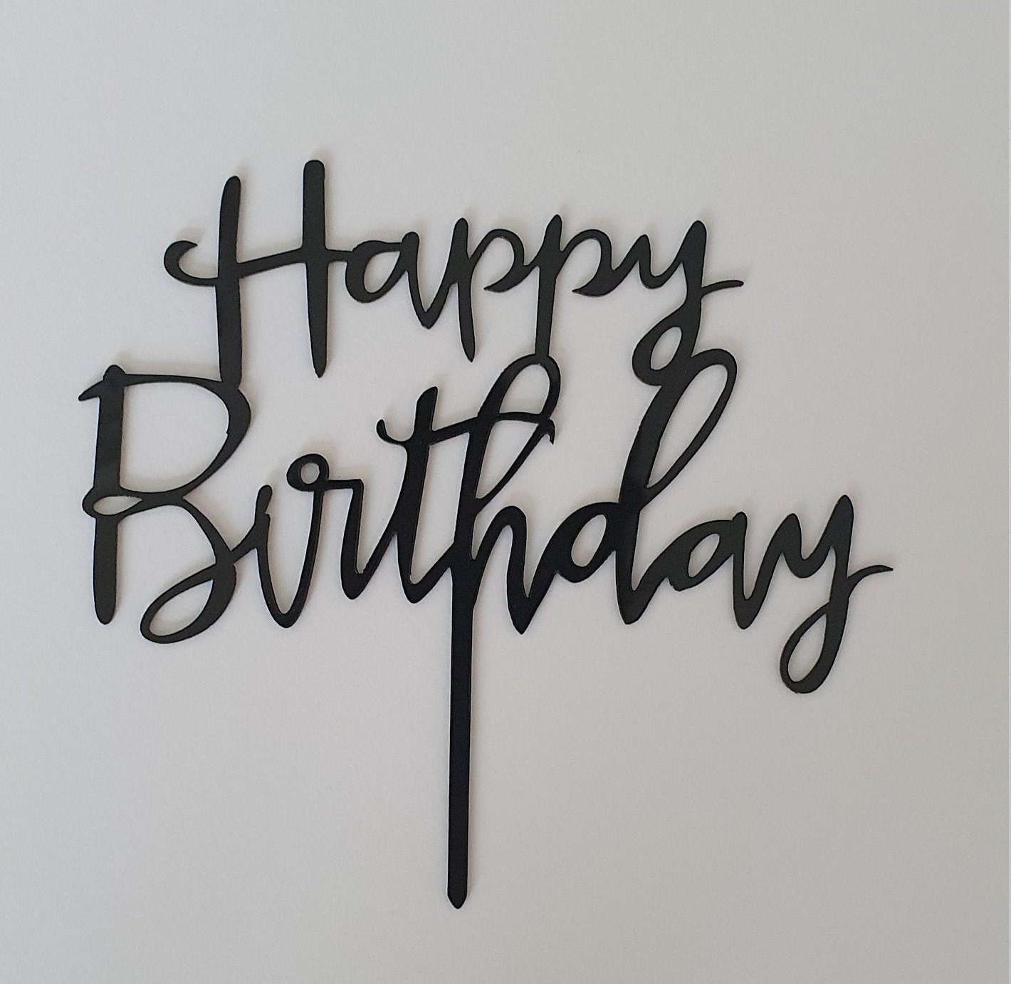 Acrylic Happy Birthday Script Cake Topper Gold Rose Gold Black | Etsy UK