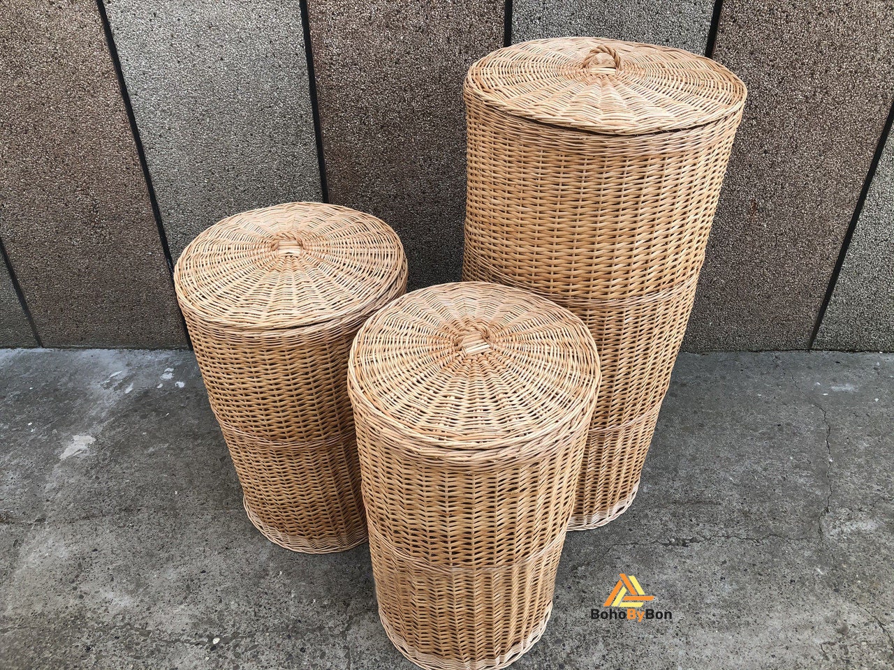 Tall Wicker Laundry Hamper Large Wicker Laundry Basket | Etsy