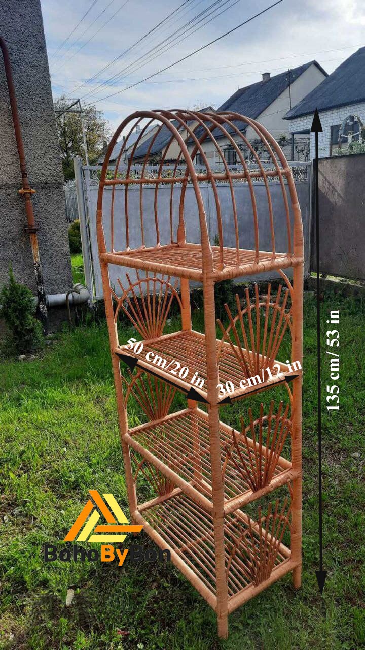 Wicker Shelf With Arch Top Wicker Cabinet Rattan Etagere | Etsy