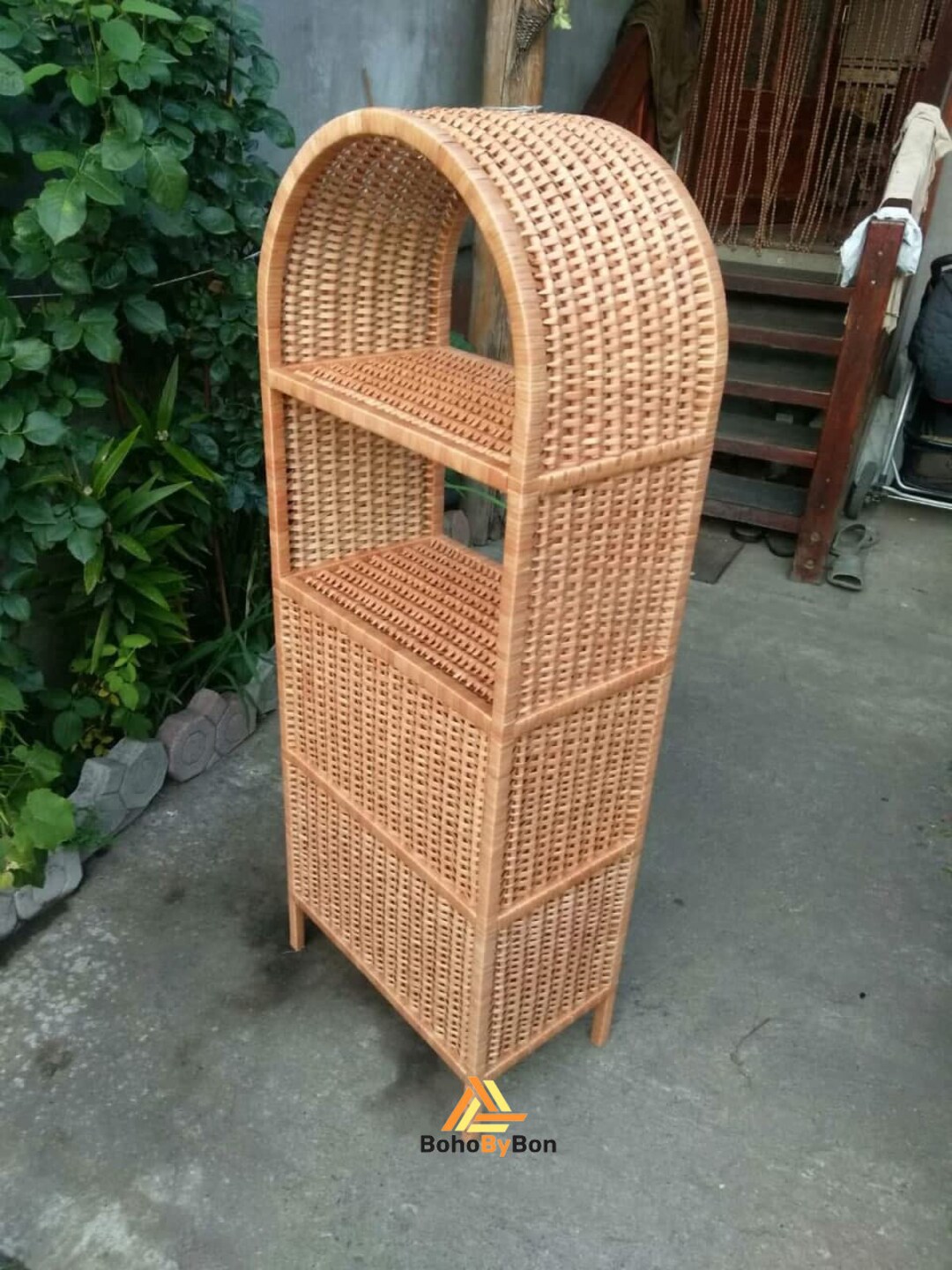 Wicker Shelf With Arch Top and Bottom Closed Shelf Wicker - Etsy