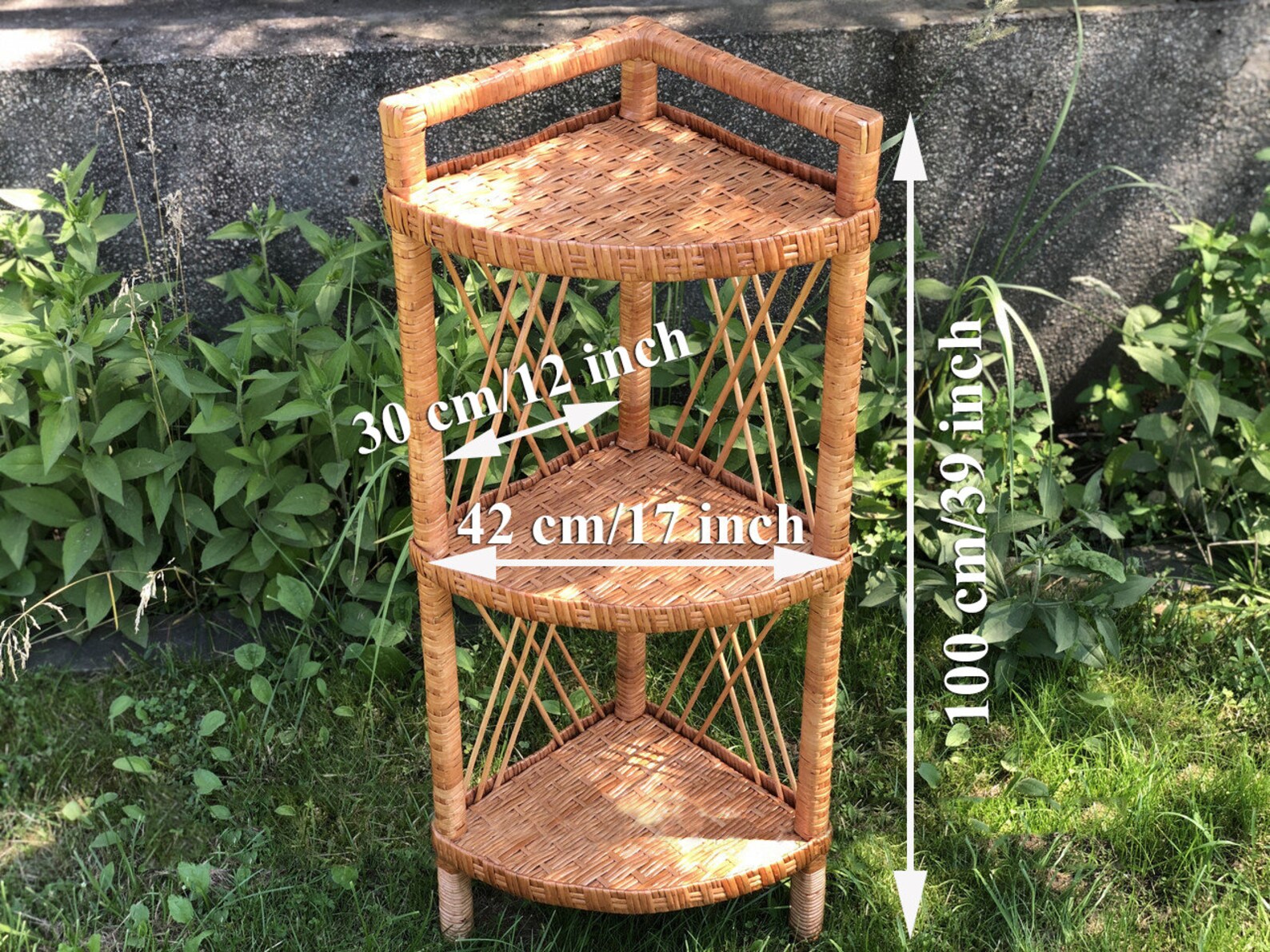 Wicker Corner Shelf Standing Corner Shelf Kitchen Corner - Etsy