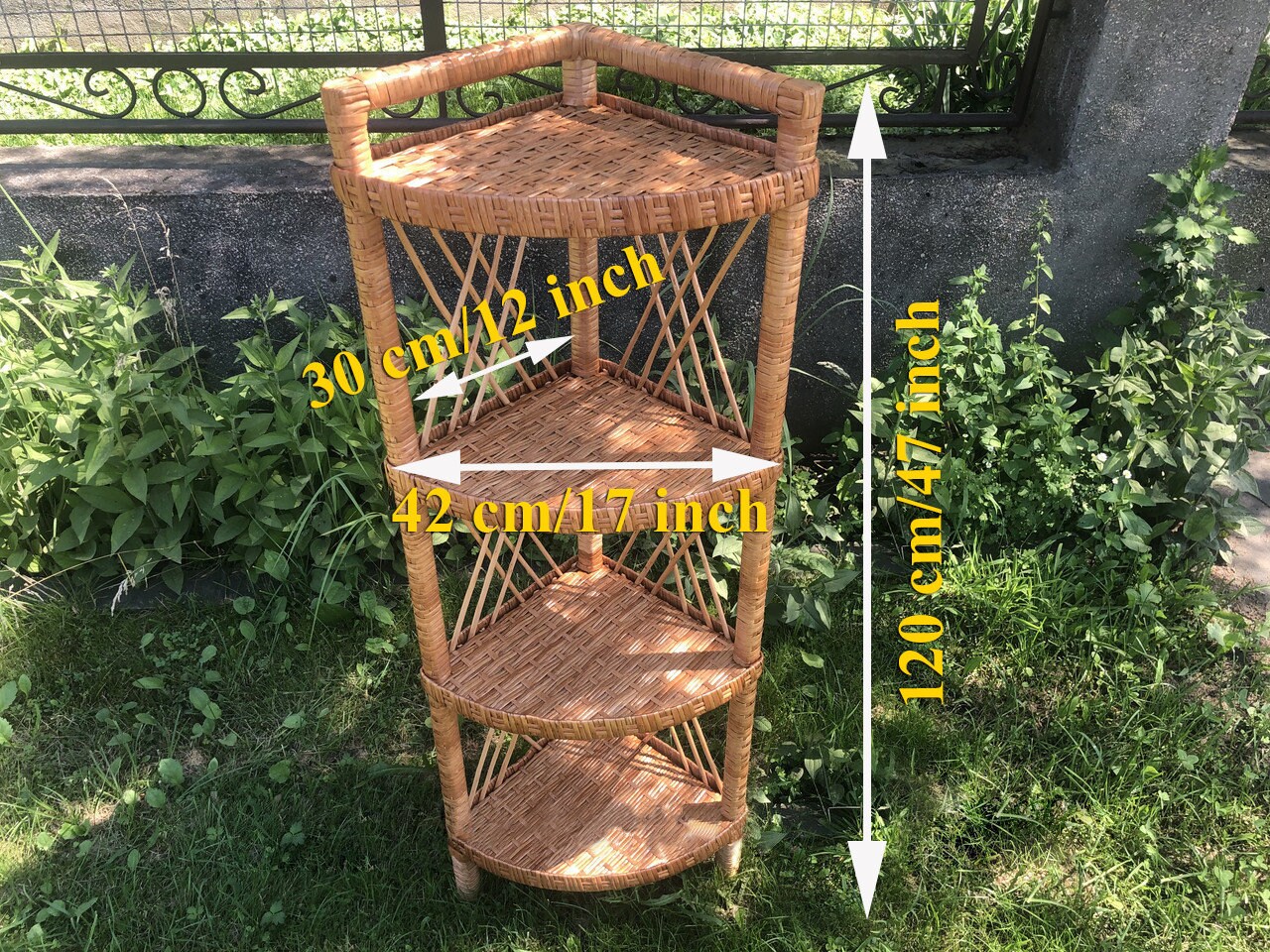 Wicker Corner Shelf Standing Corner Shelf Kitchen Corner - Etsy