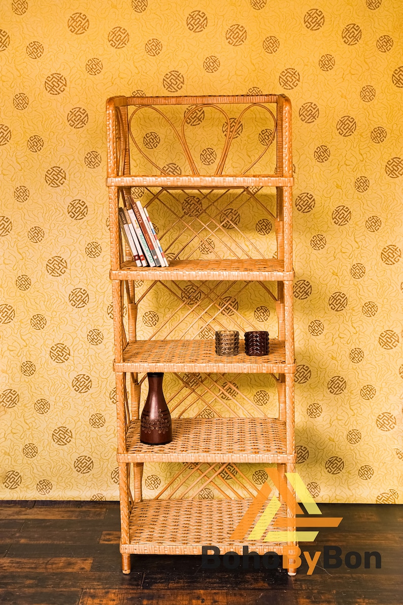 Wicker Bookshelf, Wicker Shelving Unit, Book Shelf, Wicker Shelf ...