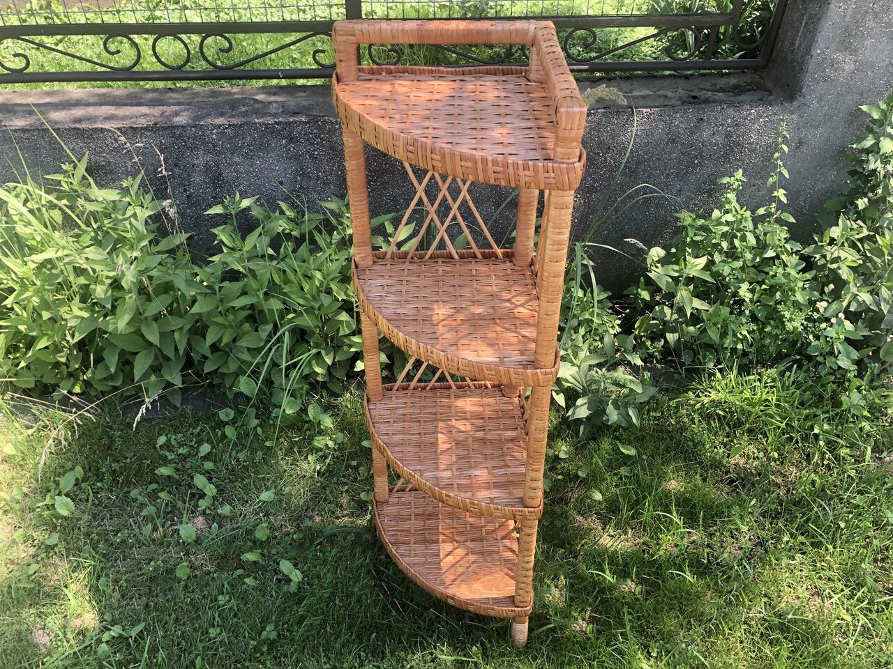 Wicker Corner Shelf Standing Corner Shelf Kitchen Corner - Etsy