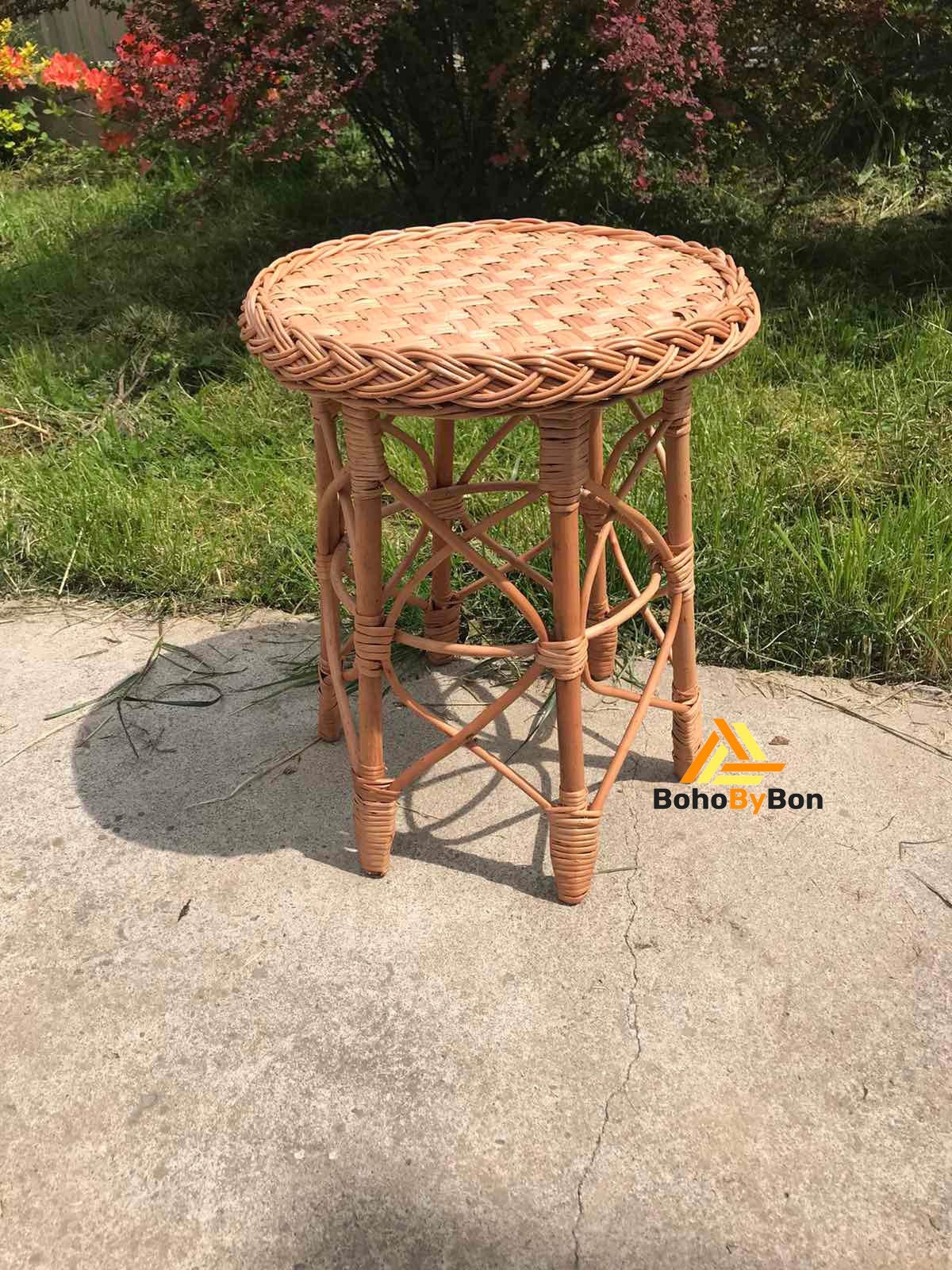 Wicker Night Stand Stool Wood Stool Rattan Stool Boho - Etsy