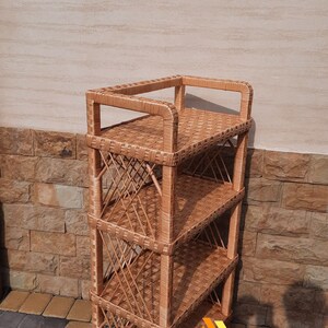 Wicker Rattan Shelving Unit, Shelving Wood 4 Tier, Open Shelving Unit ...