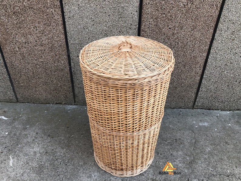 Tall Wicker Laundry Hamper Large Wicker Laundry Basket | Etsy
