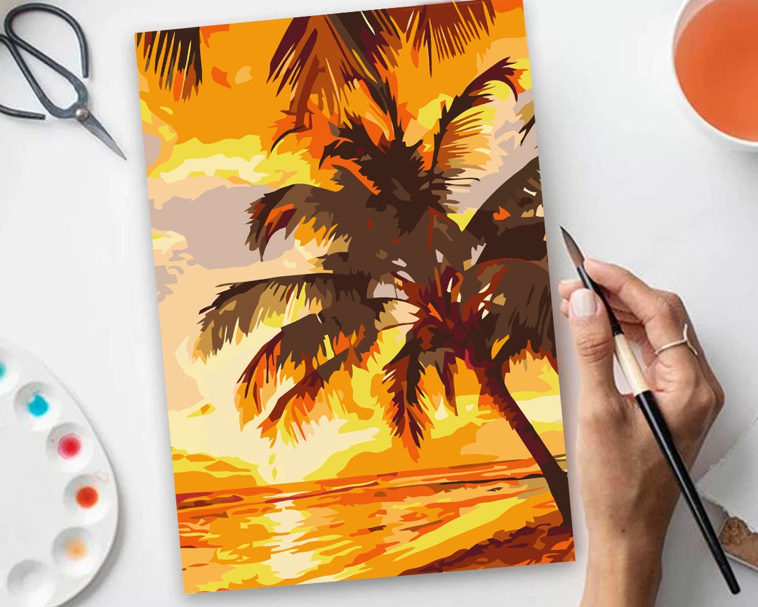 Palm Tree by Number Kit Printable Beach Color by Number Art Project ...
