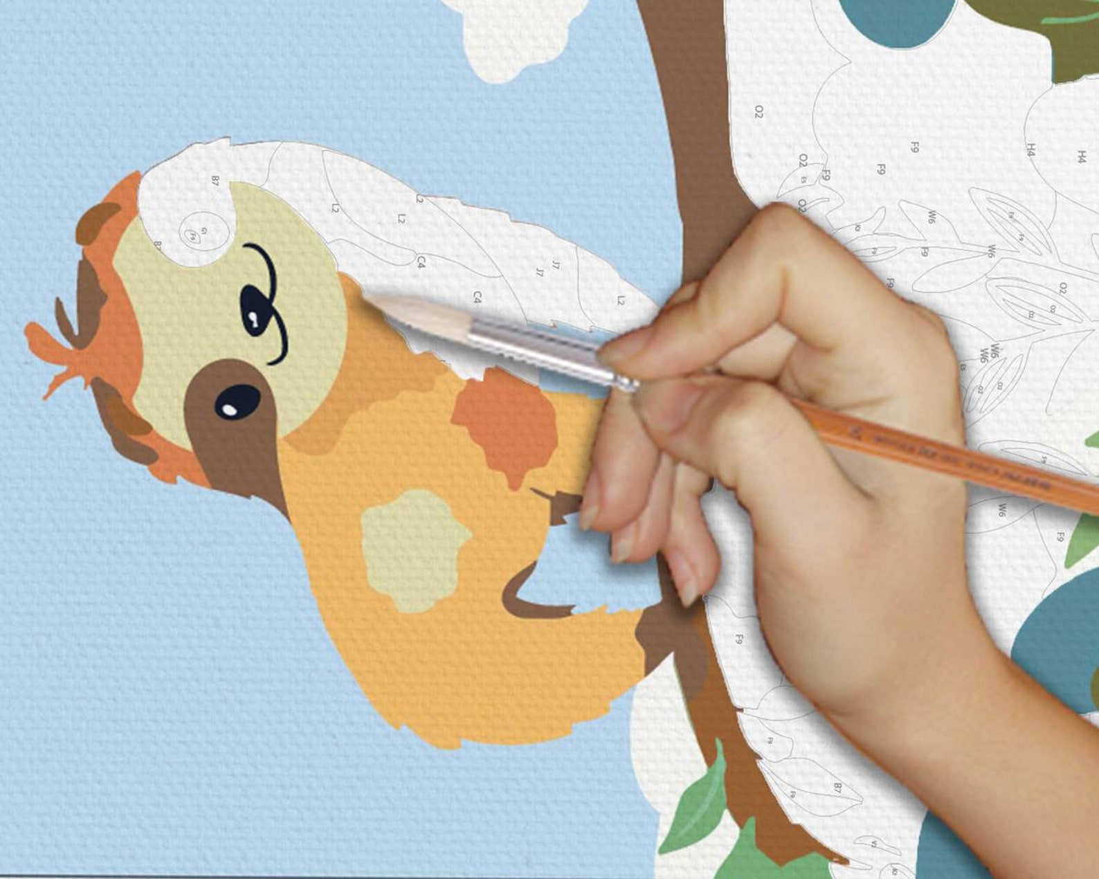 Sloth by Number Kit Printable Animals Color by Number Art Project ...