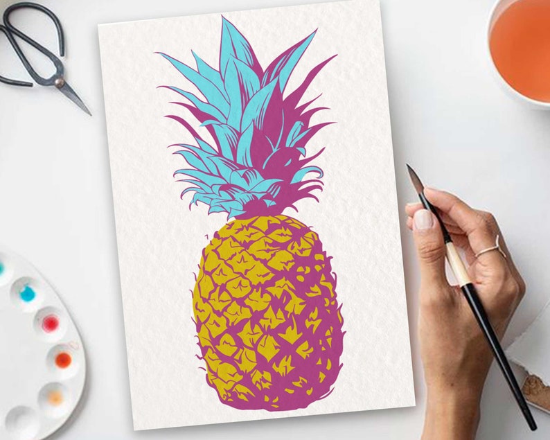Pineapple by Number Kit Printable Fruits Color by Number Art - Etsy