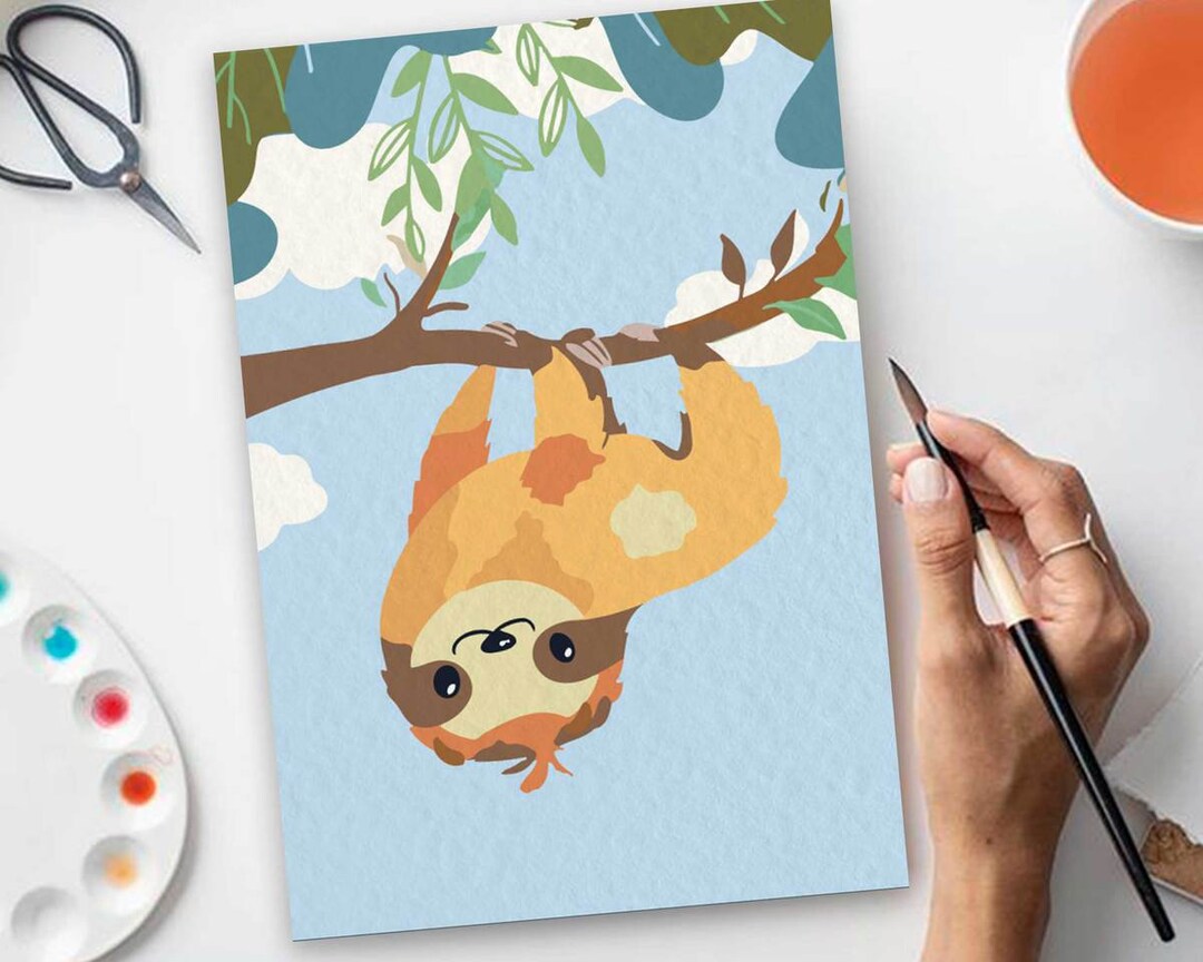 Sloth by Number Kit Printable Animals Color by Number Art Project ...