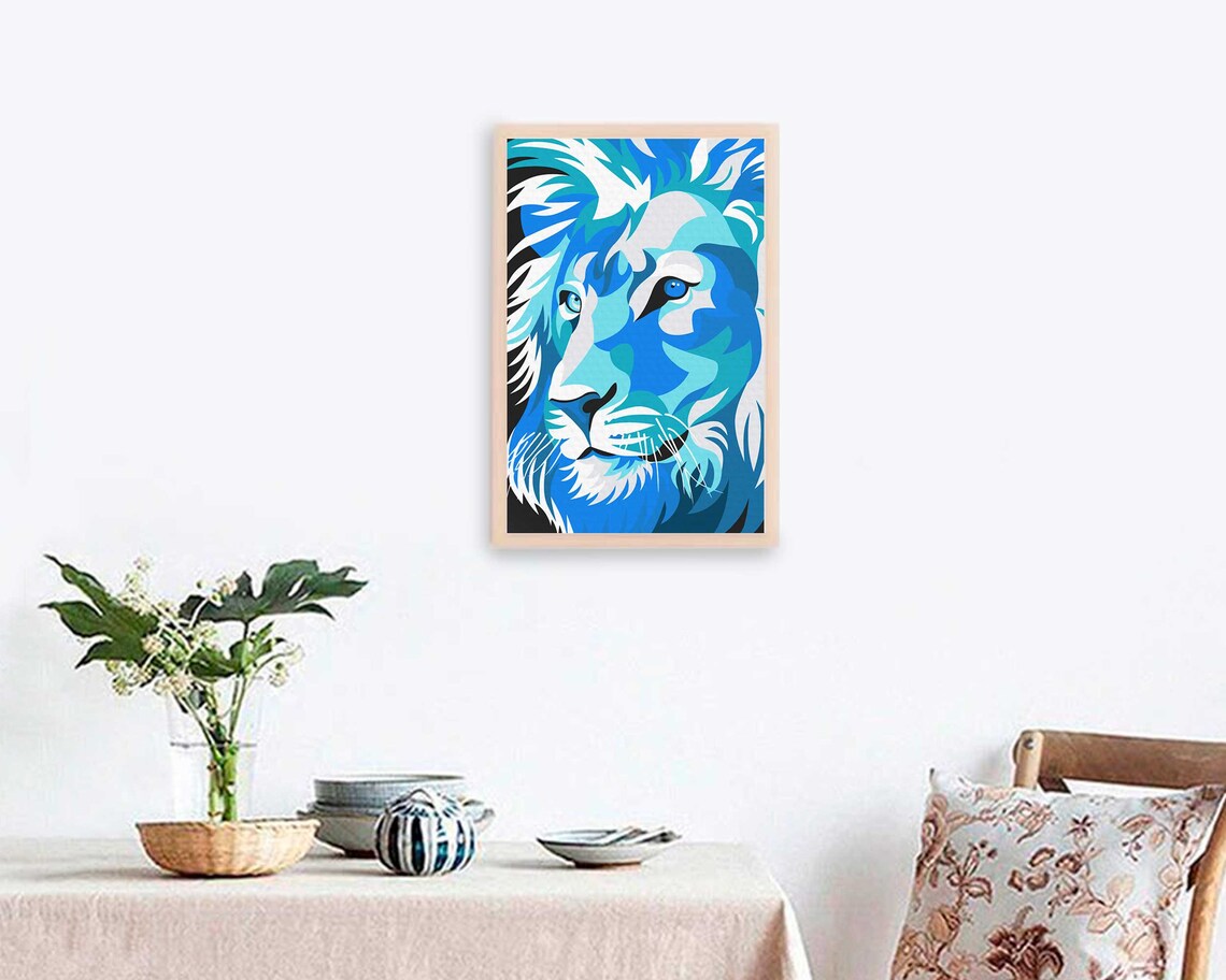 Lion by Number Kit Printable Wild Cat Color by Number Art - Etsy Canada