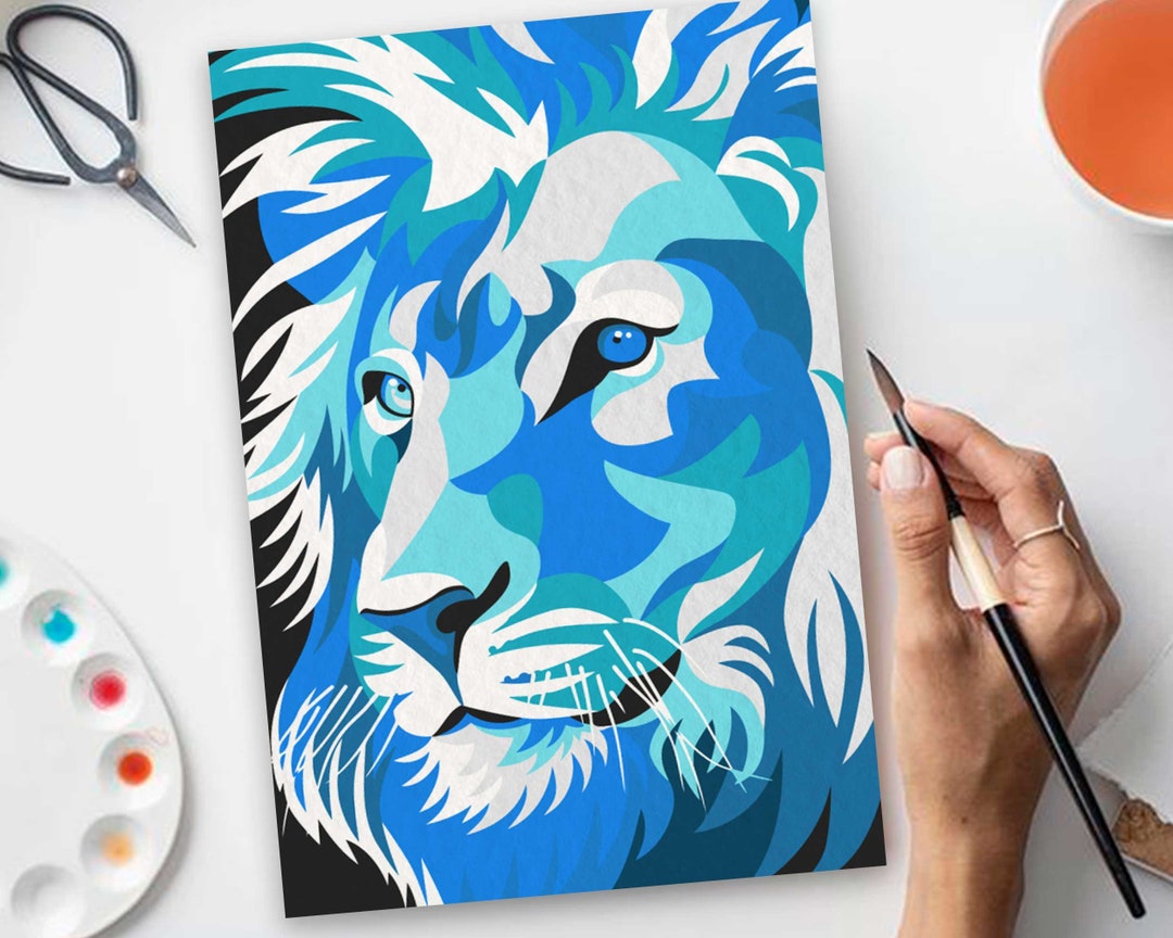 Lion by Number Kit Printable Wild Cat Color by Number Art - Etsy Canada