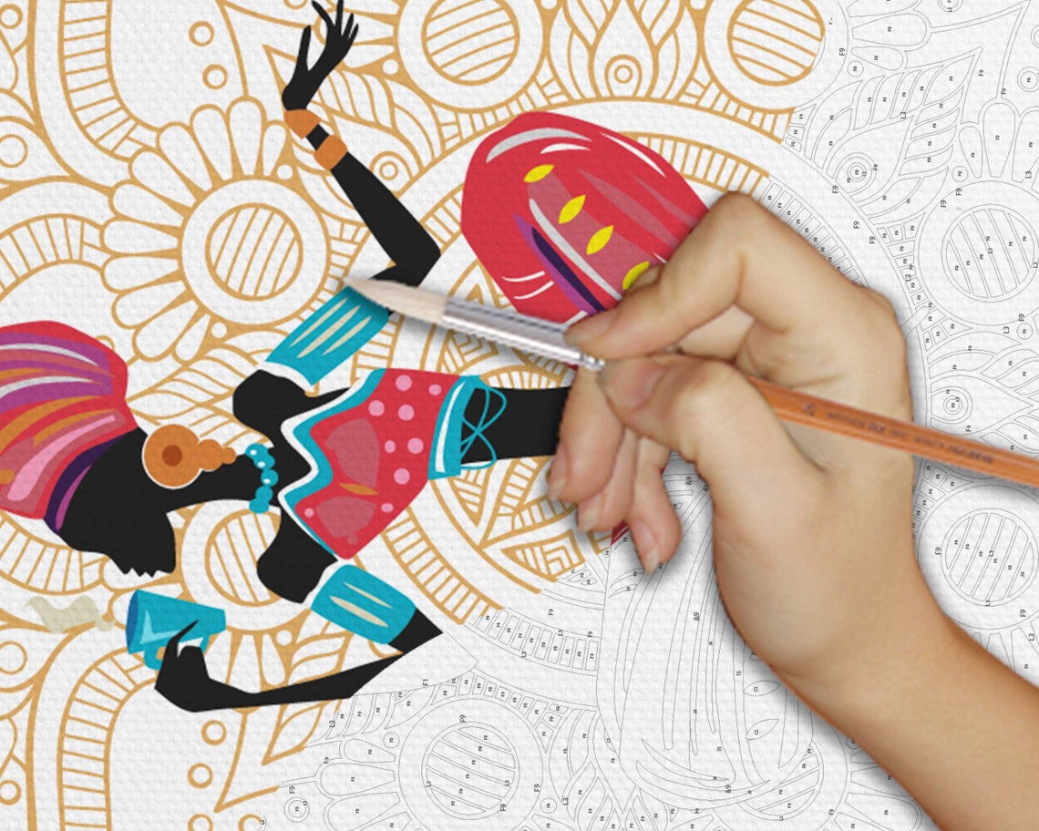 African Girl by Number Kit Printable Color by Number Art Project Black ...