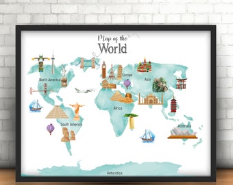Montessori World Map Poster - Etsy