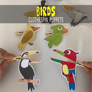Bird Clothespin Puppet: Printable Paper Craft Game (digital Download ...