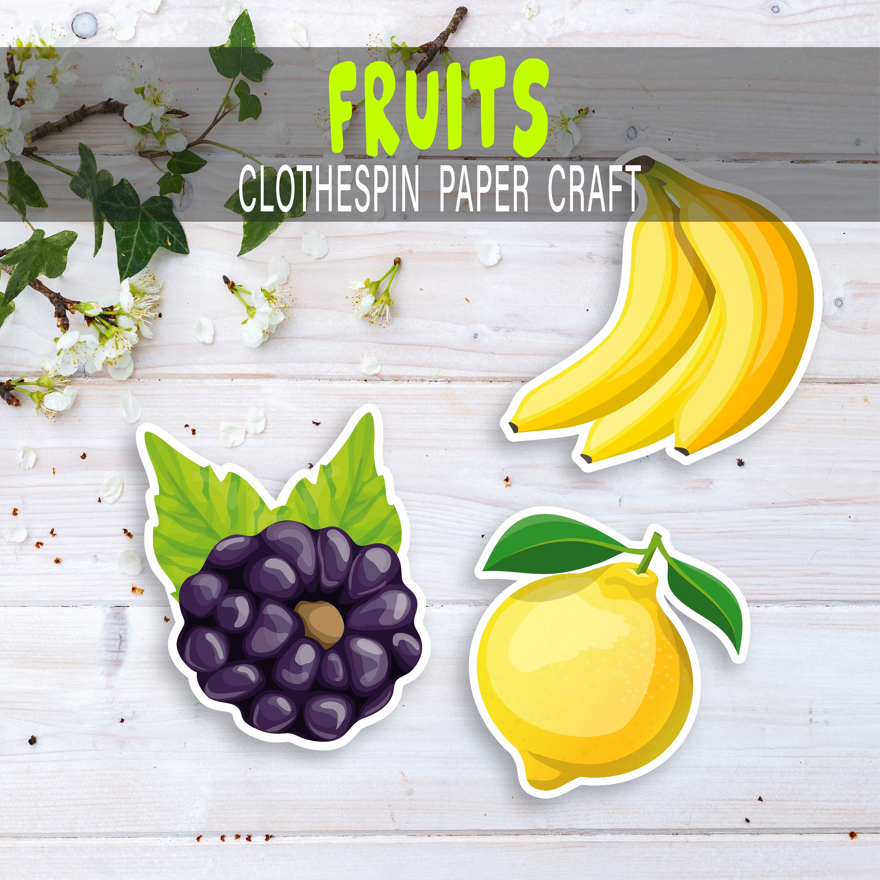 Fruits Clothespin Paper Printable Puppet Game Toy for Kids - Etsy