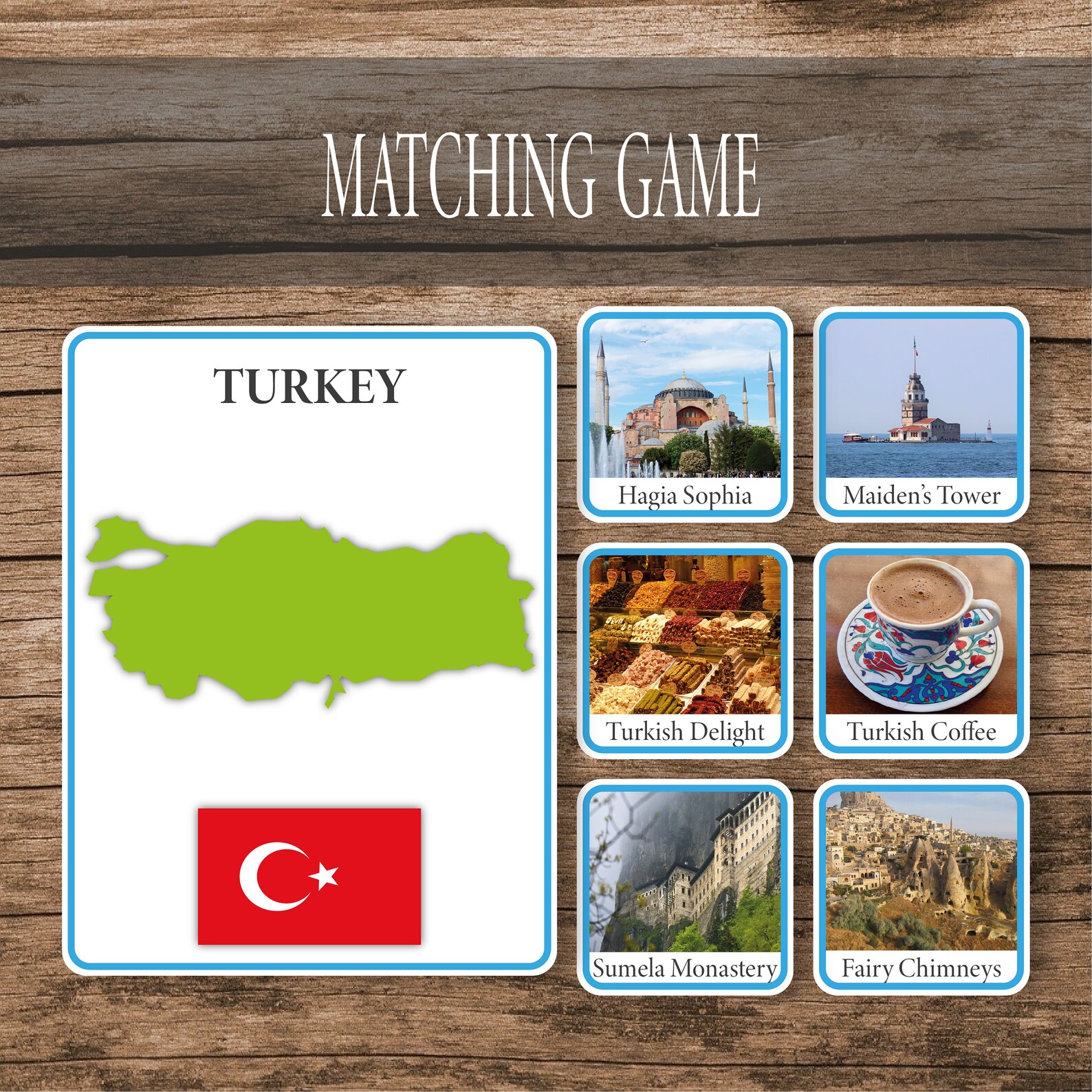Asian Countries Matching Game Cards , Montessori Toddler Matching Game ...