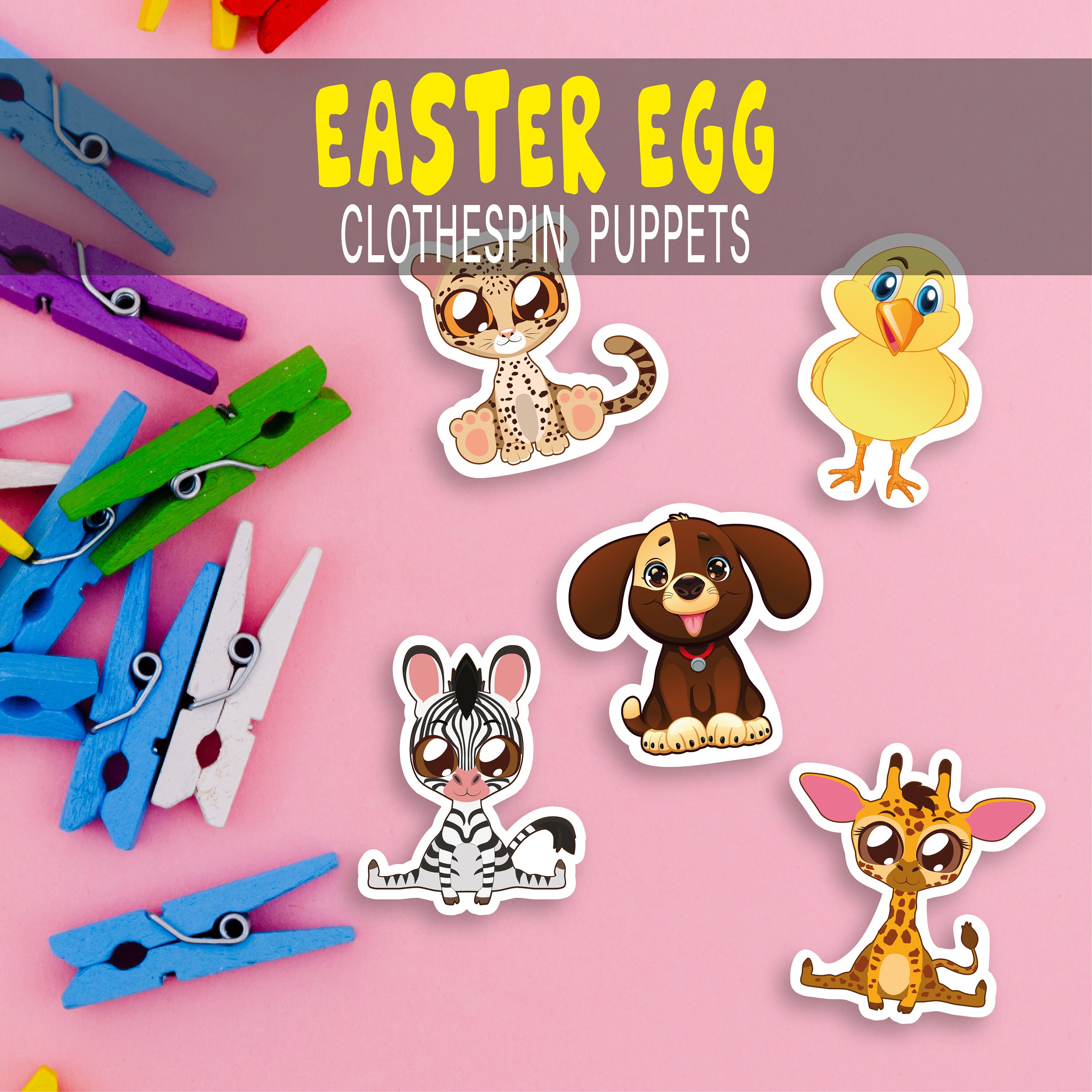 Easter Clothespin Puppets Printable Toddler Busy Book, Montessori Paper ...