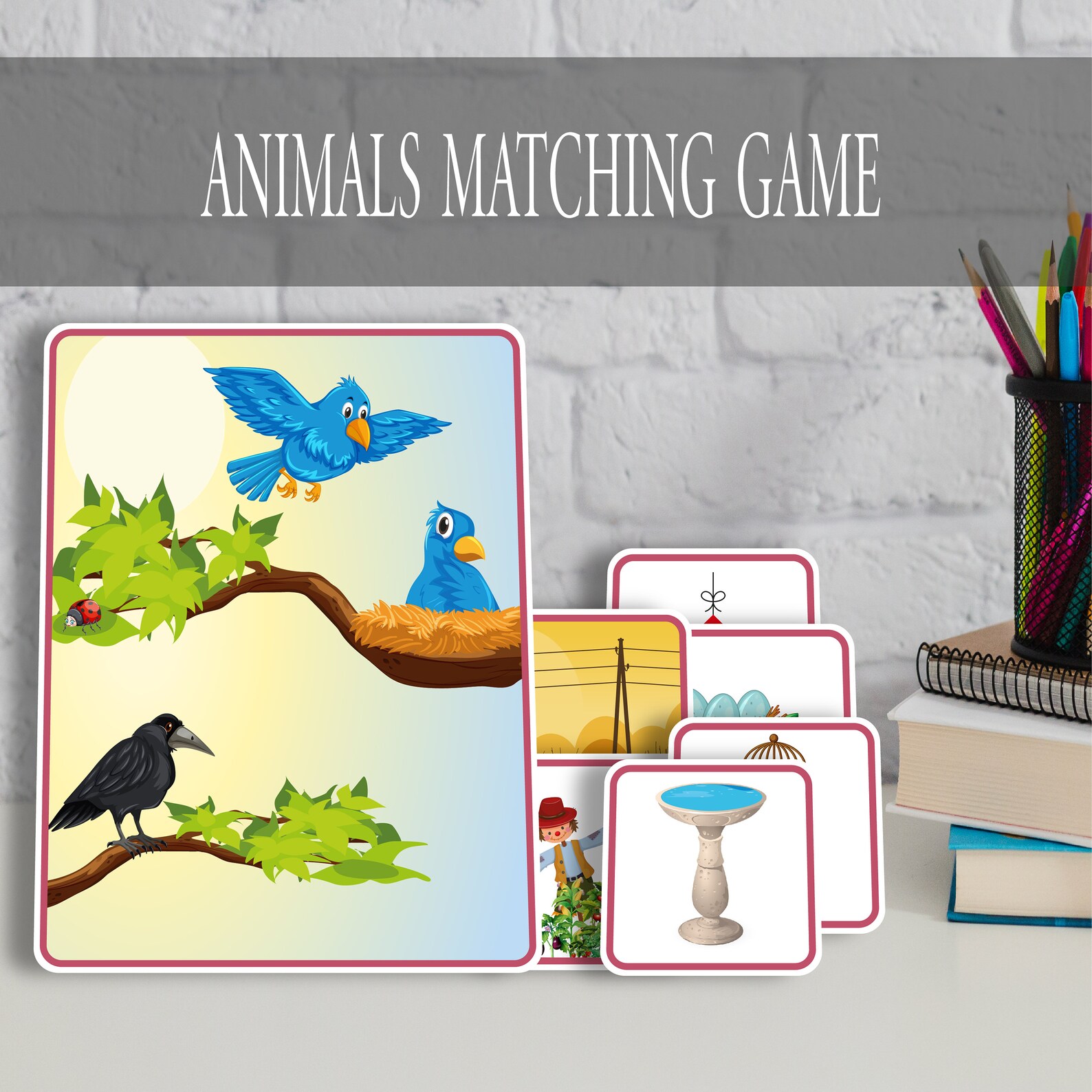 Animals Matching Game Cards , Montessori Toddler Matching Game Cards ...