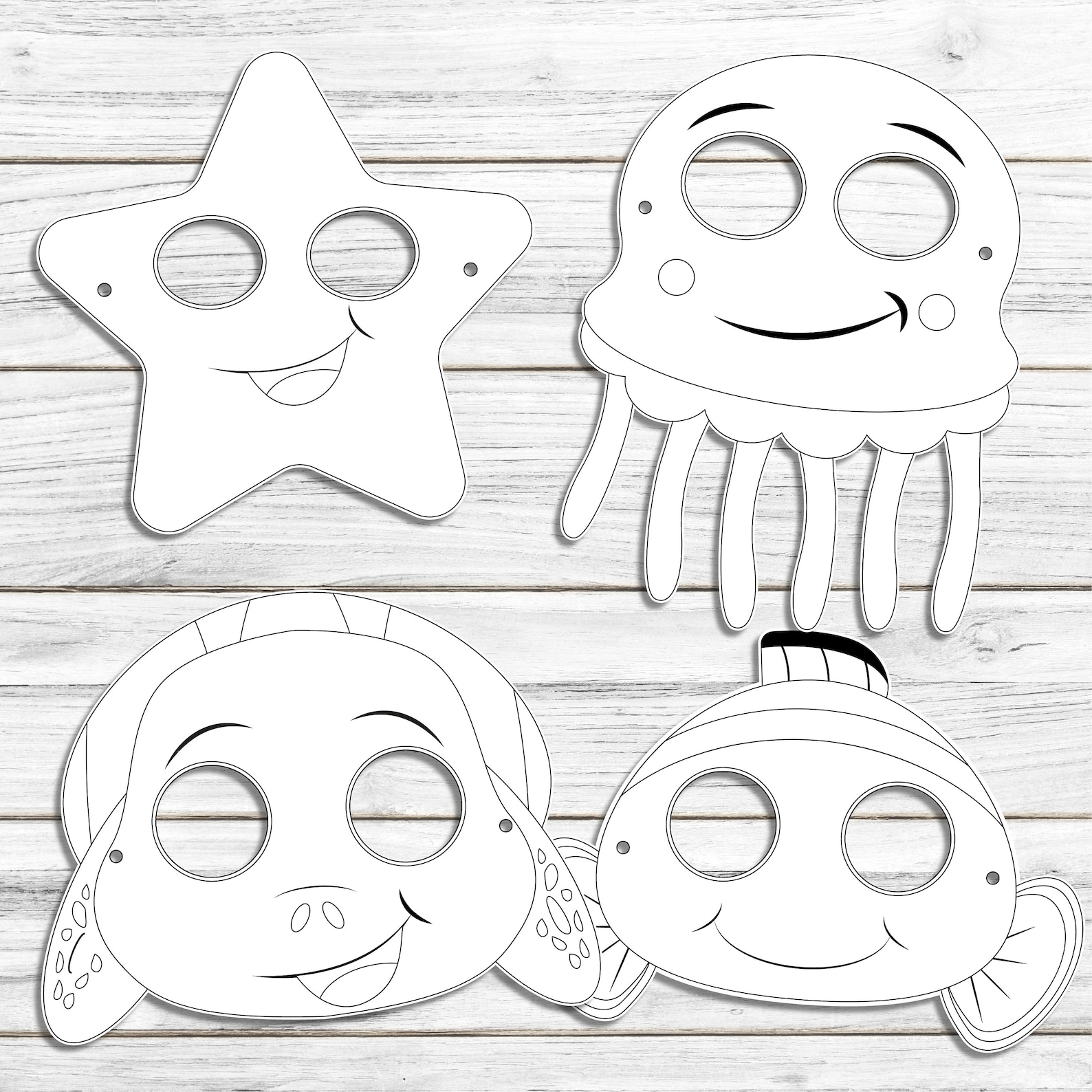 Sea Animal Masks: Printable Ocean Party Costume (PDF) - Etsy