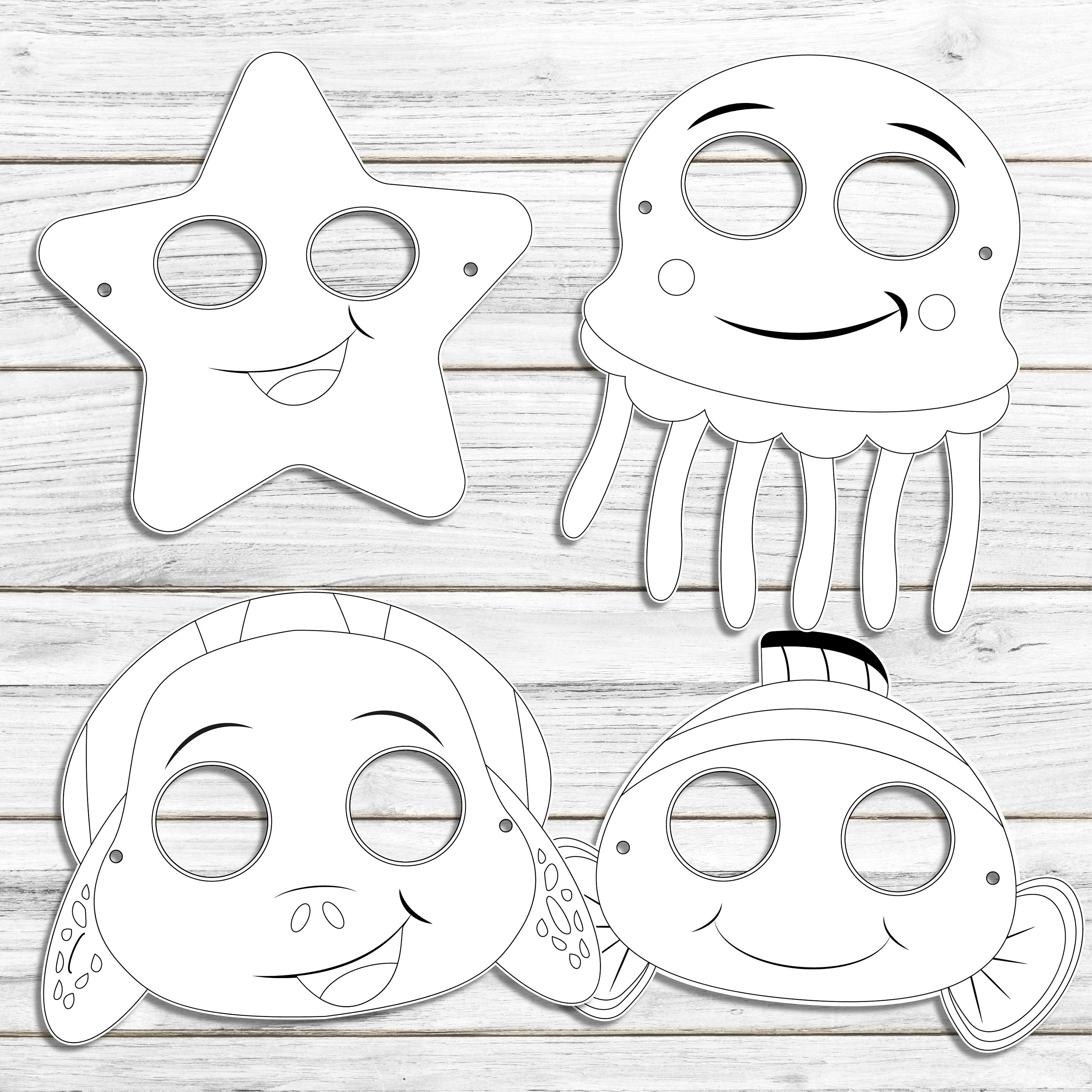 Máscaras de animales marinos, máscara de papel imprimible de animales ...