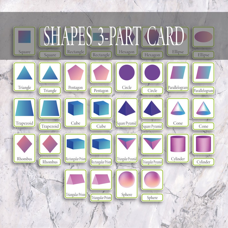 SHAPE Montessori Cards Printable Flash Cards Nomenclature - Etsy