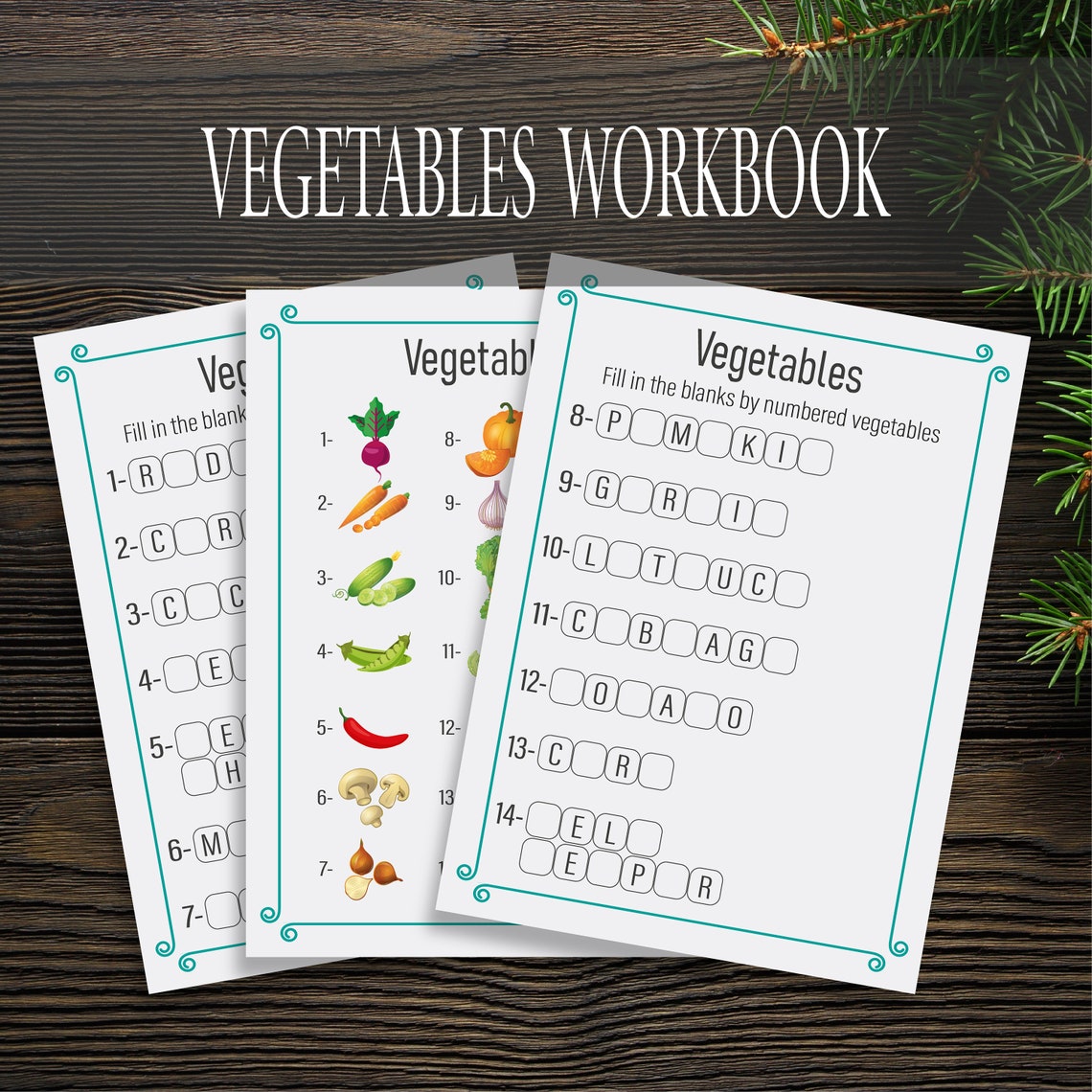 Vegetable Worksheets Printable Tracing Practice Workbook - Etsy