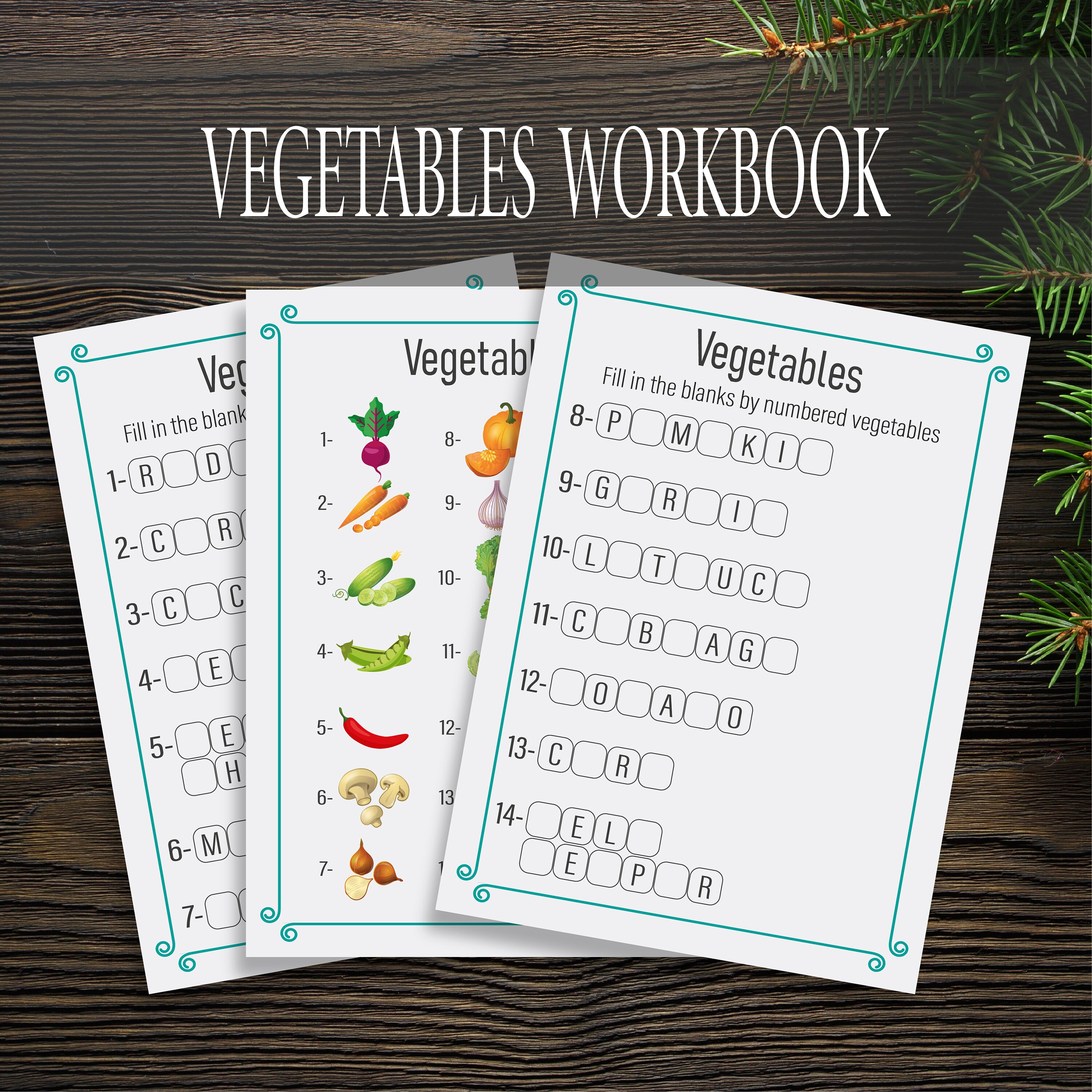 Vegetable Worksheets Printable Tracing Practice Workbook - Etsy