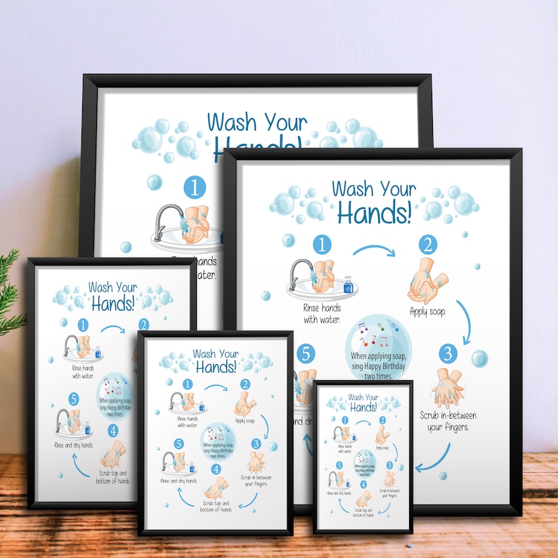 Wash Your Hands Poster Hand Washing Printable Poster for - Etsy UK