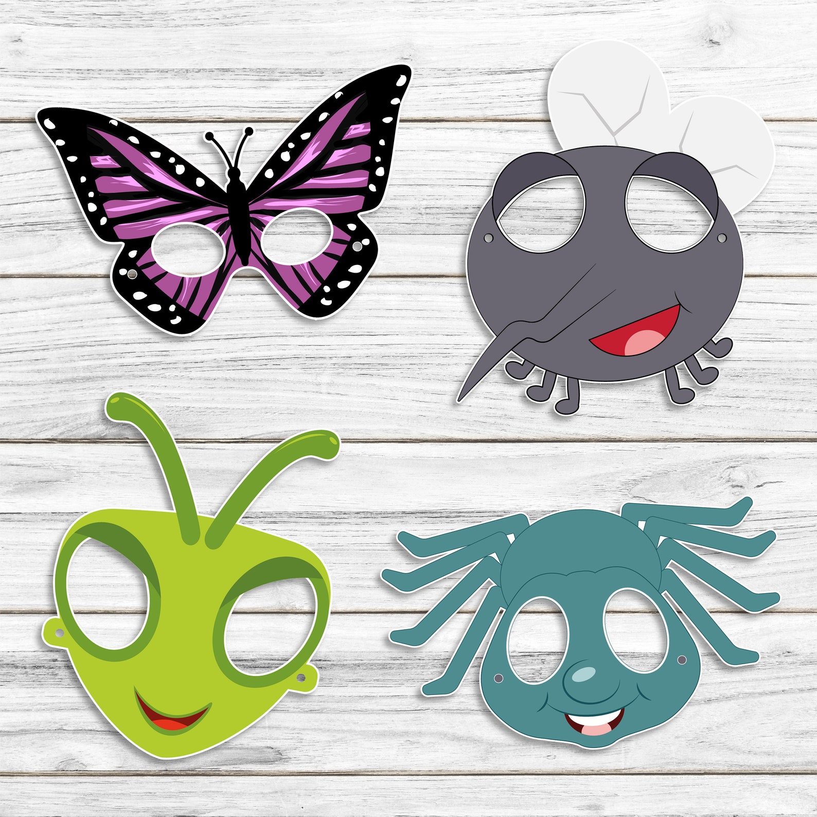 BUG Insect Masks, Animal Printable Paper Mask, Kid Party Mask ...