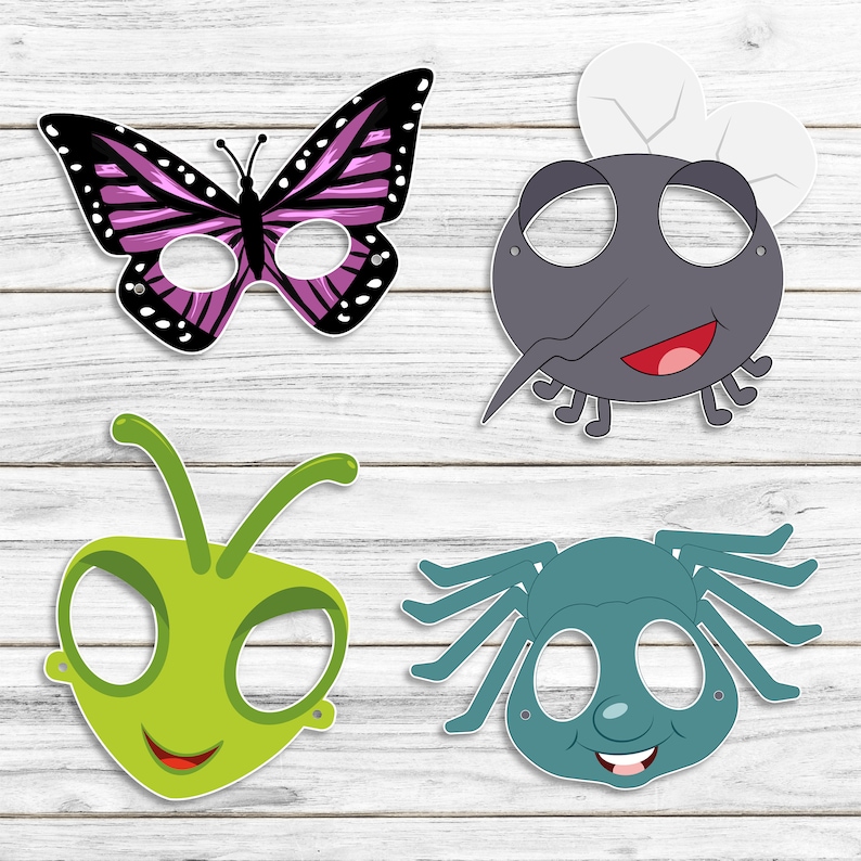BUG Insect Masks, Animal Printable Paper Mask, Kid Party Mask ...