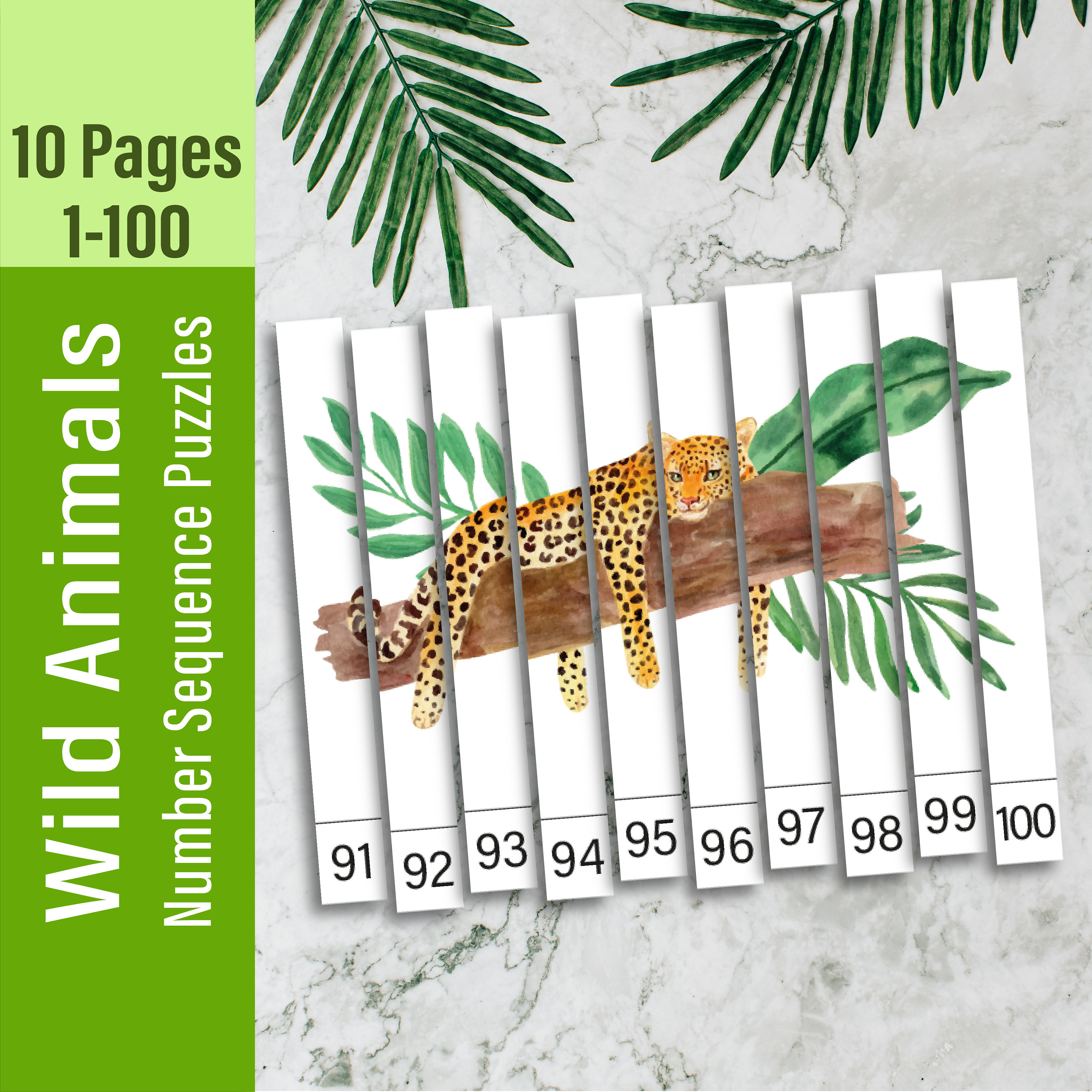 WILD ANIMALS Sequence Puzzle Printable Number Counting Puzzle Toddler ...
