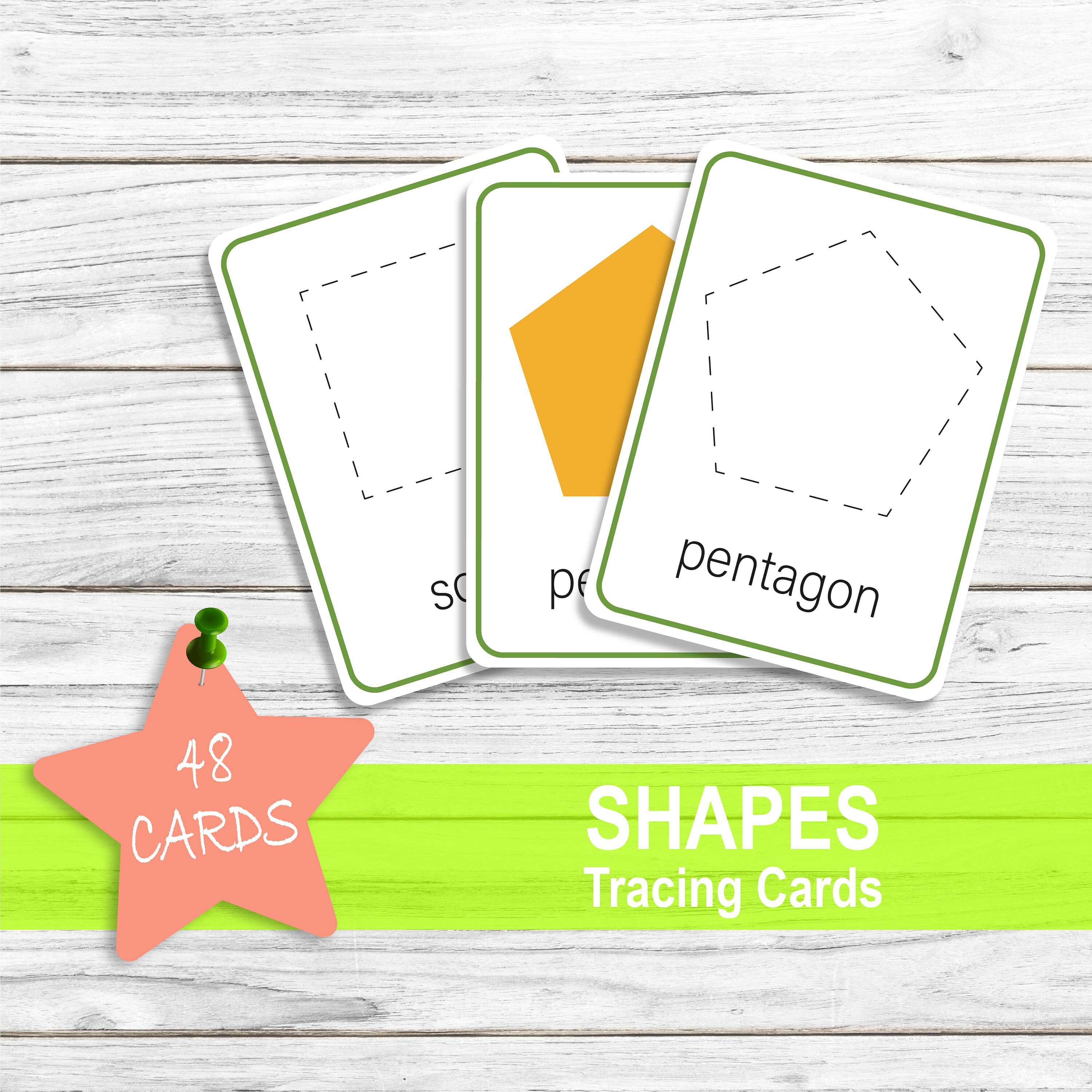 GEOMETRICAL SHAPES Tracing Printable Flash Cards, Montessori Toddler ...