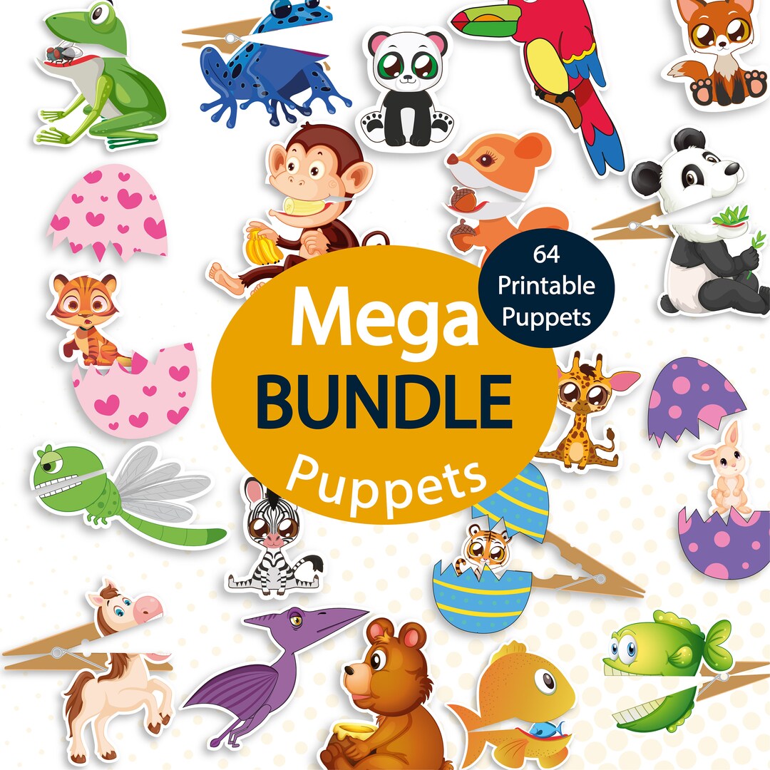 Animal Printable Clothespin Puppet Set, Paper Craft for Kids and Puppet ...