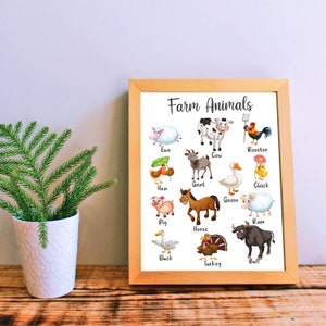 Farm Animals Printable Poster: Montessori Nursery Decor (digital ...