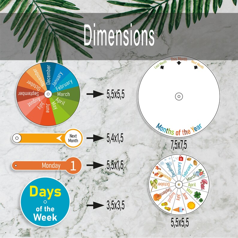 MONTHS AND DAYS Spinner Cards Printable Toddler Busy Book, Montessori ...