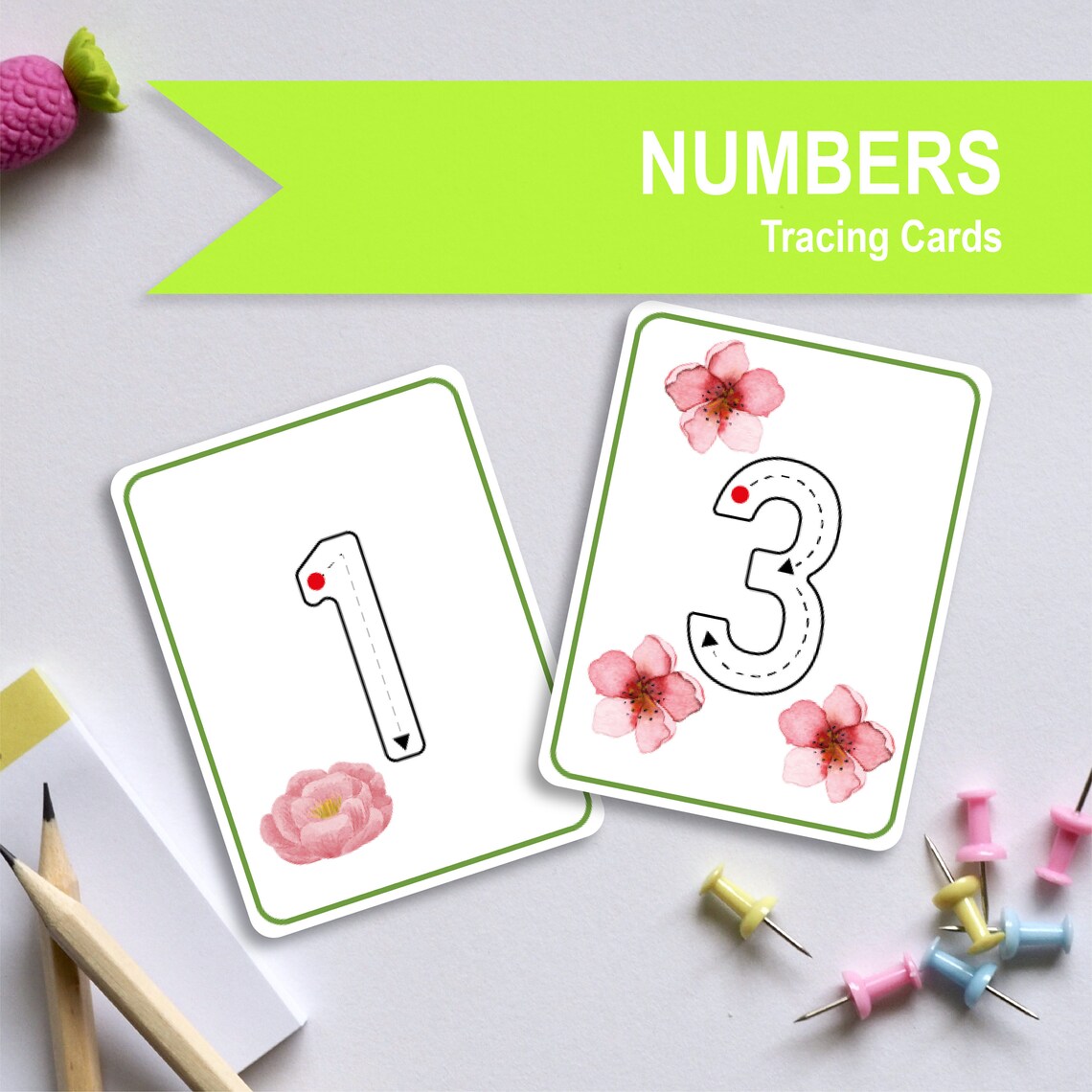 NUMBERS 1-20 Tracing and Counting Printable Flashcards - Etsy
